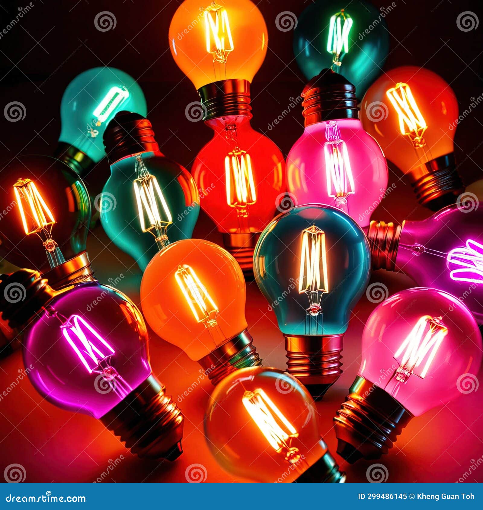 Glowing Multicolored Lightbulbs Indicating Diversity and Creative Ideas ...