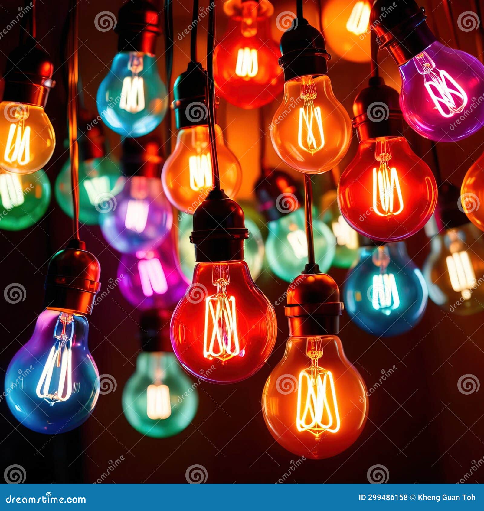 Glowing Multicolored Lightbulbs Indicating Diversity and Creative Ideas ...
