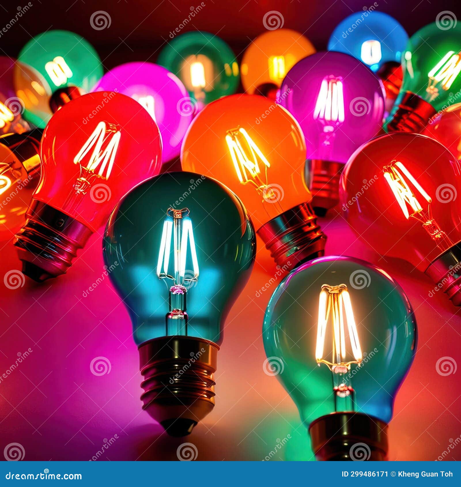 Glowing Multicolored Lightbulbs Indicating Diversity and Creative Ideas ...