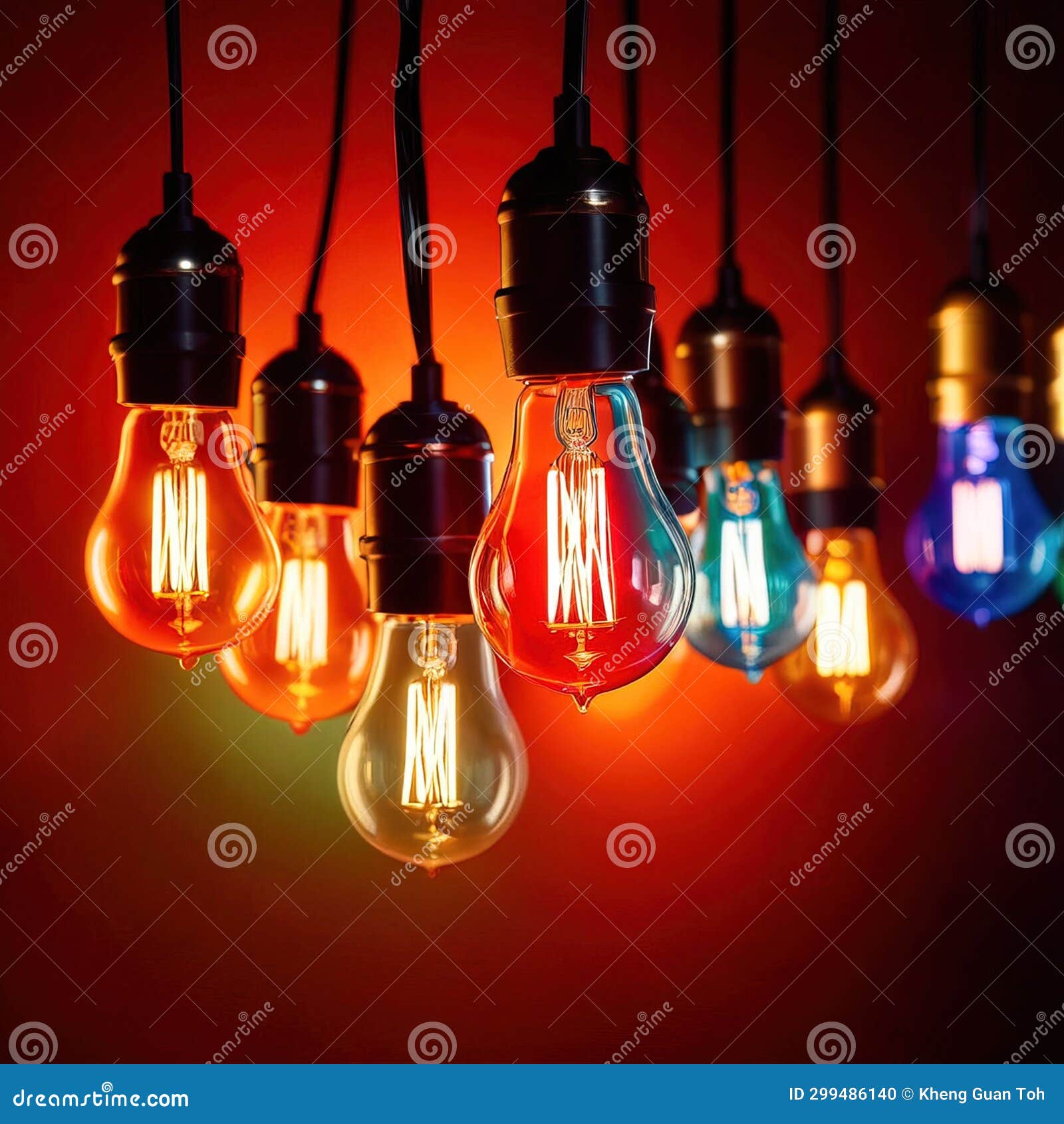 Glowing Multicolored Lightbulbs Indicating Diversity and Creative Ideas ...