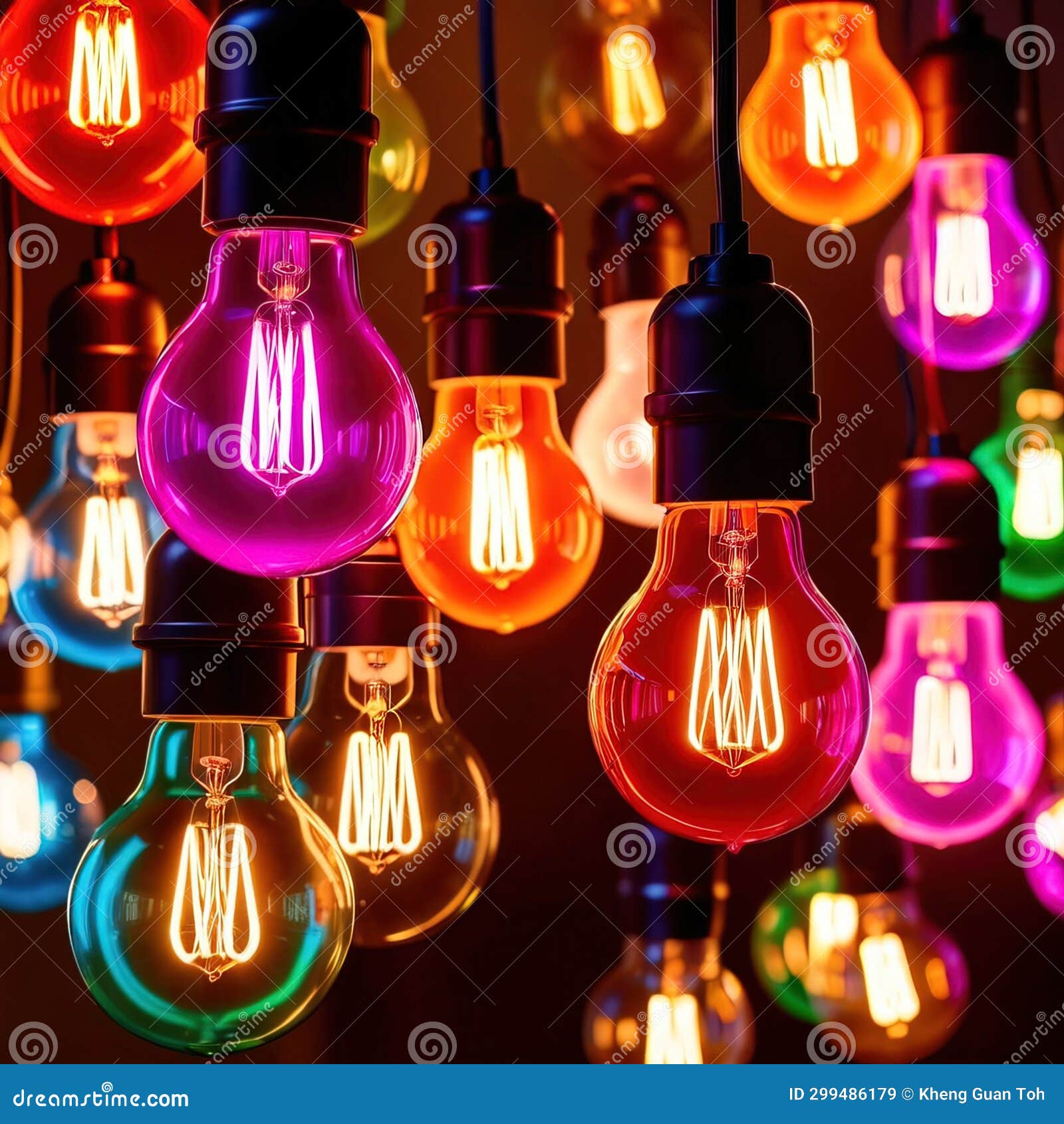 Glowing Multicolored Lightbulbs Indicating Diversity and Creative Ideas ...
