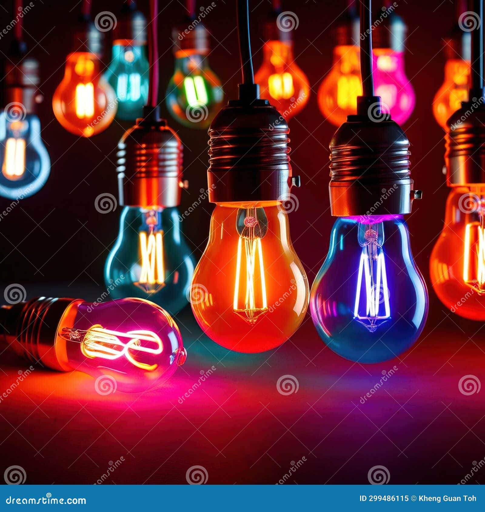 Glowing Multicolored Lightbulbs Indicating Diversity and Creative Ideas ...