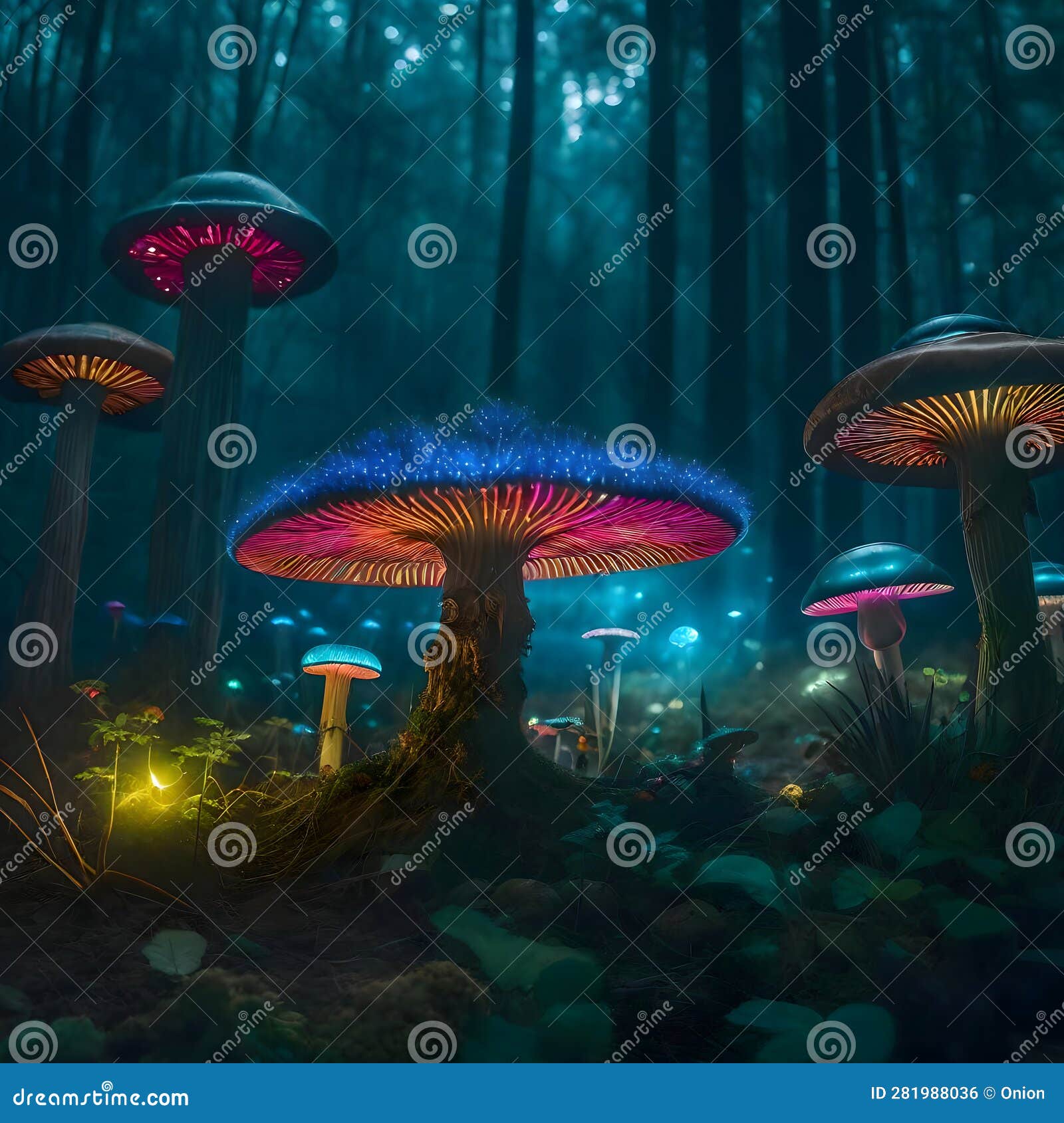 Glowing Fungal Pattern. Vector Illustration | CartoonDealer.com #79801964