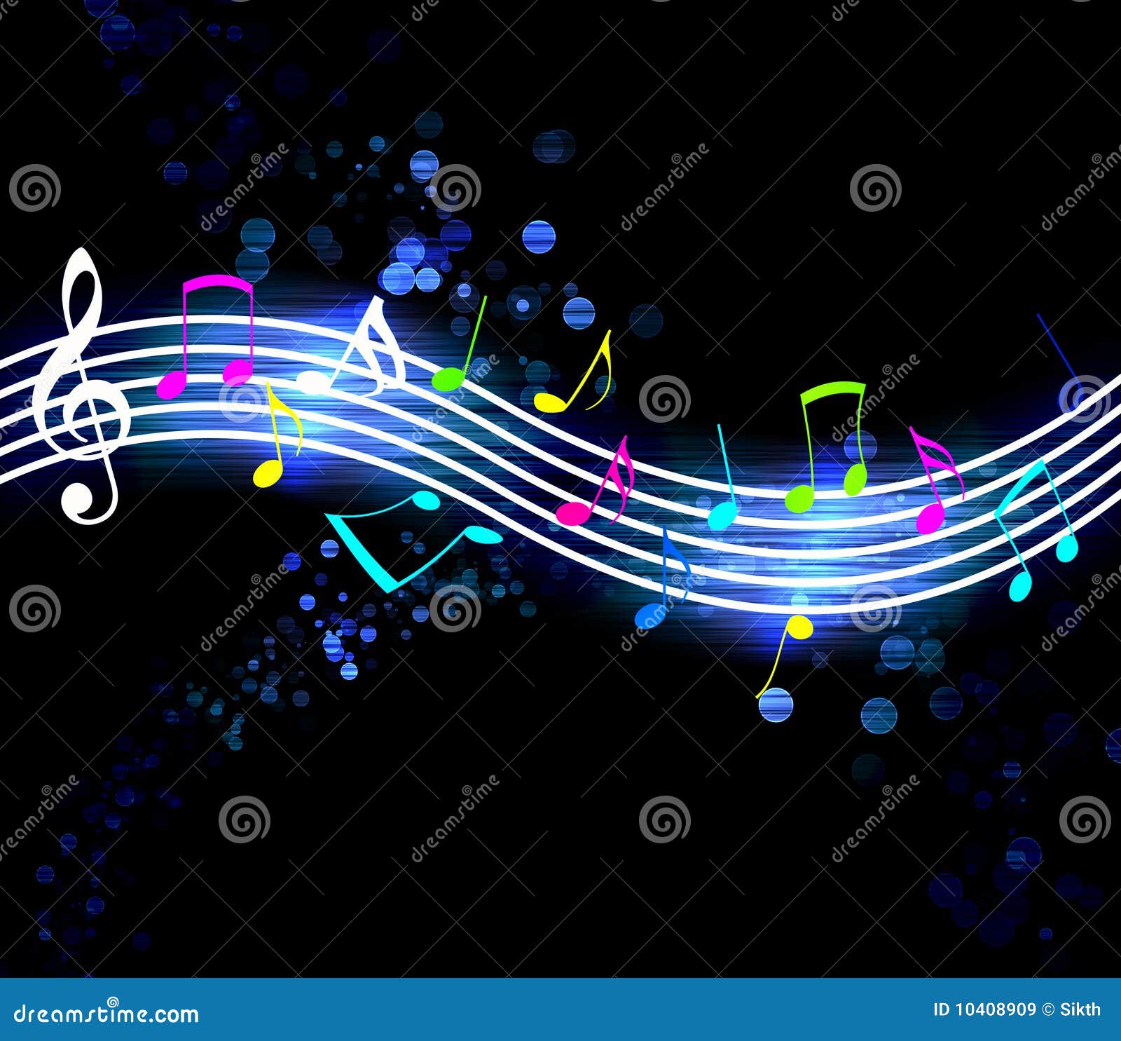 Glowing Music Notes stock illustration. Illustration of blues - 10408909
