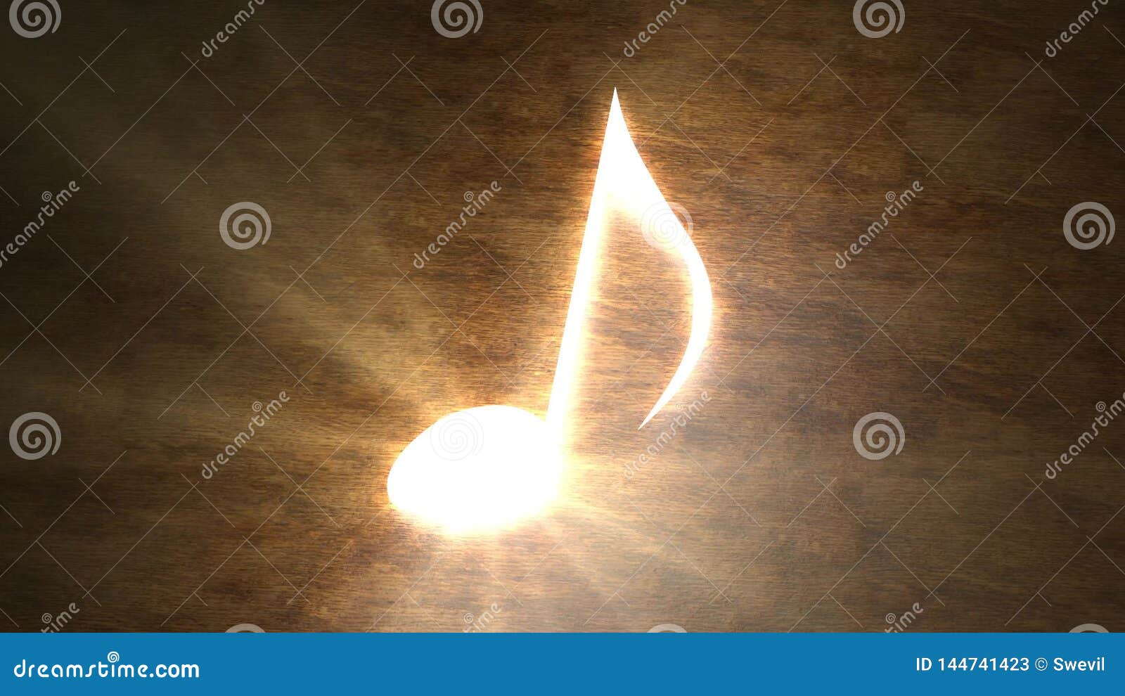 Glowing Musical Note on the Table. the Magic of Music. Note with Rays ...