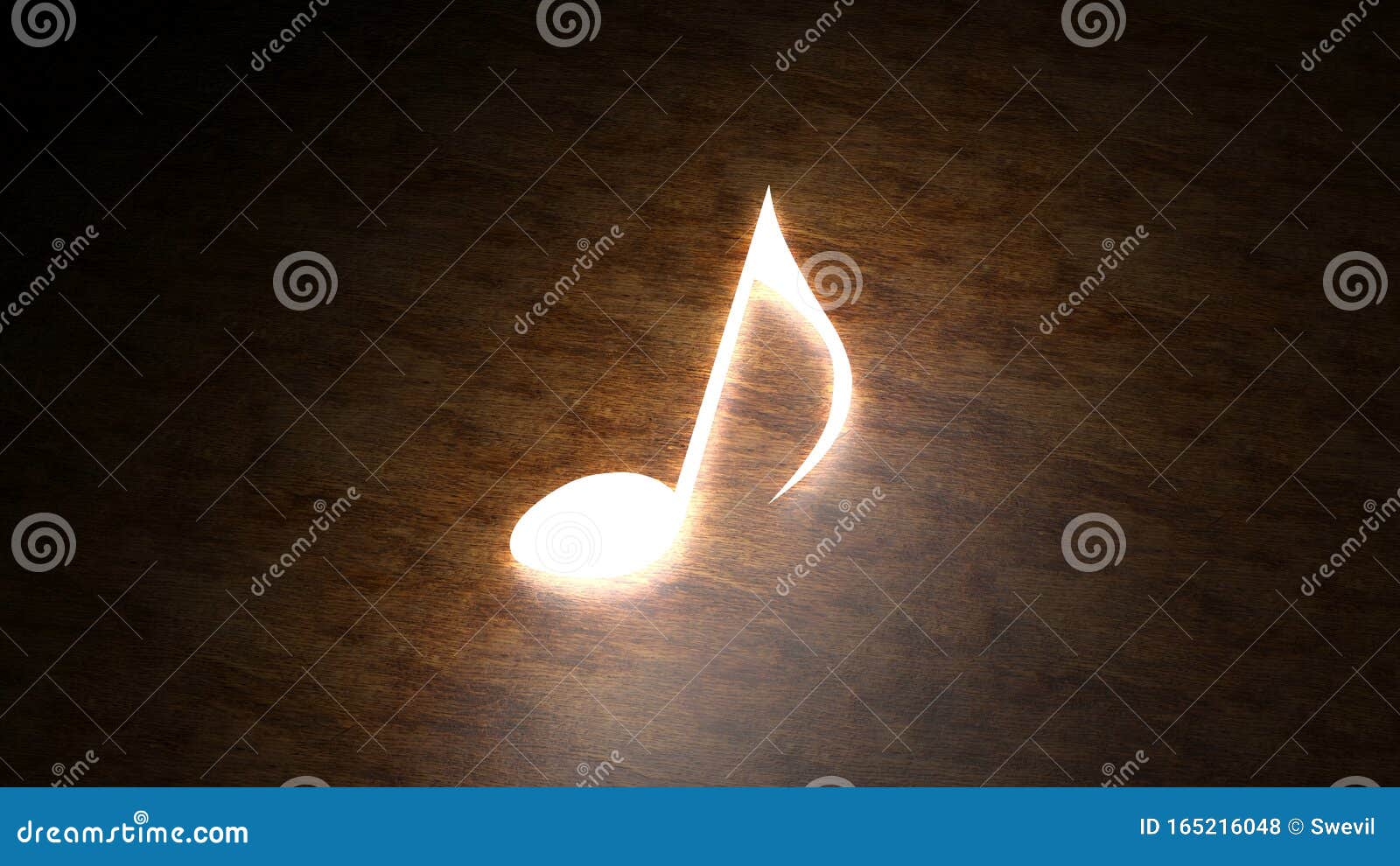 Glowing Musical Note on the Table. the Magic of Music. Note with Rays ...