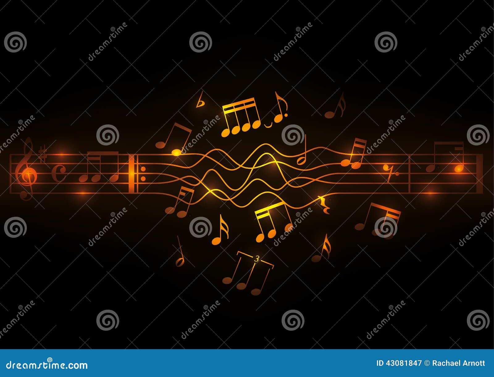 Glowing Musical Notes Design Stock Vector - Illustration of dark ...