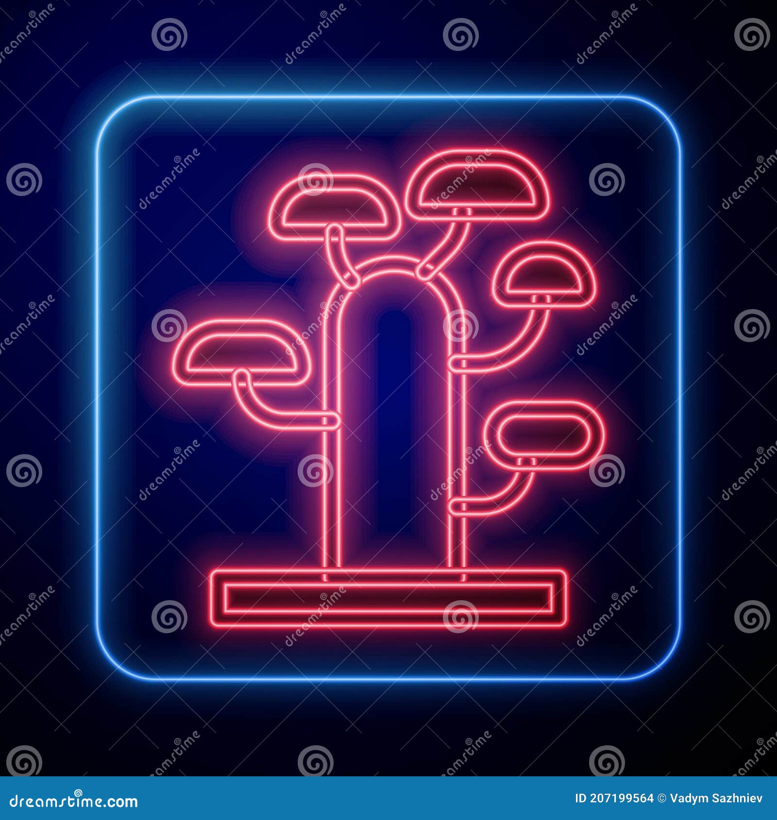 Glowing Neon African Tree Icon Isolated on Blue Background. Baobab ...