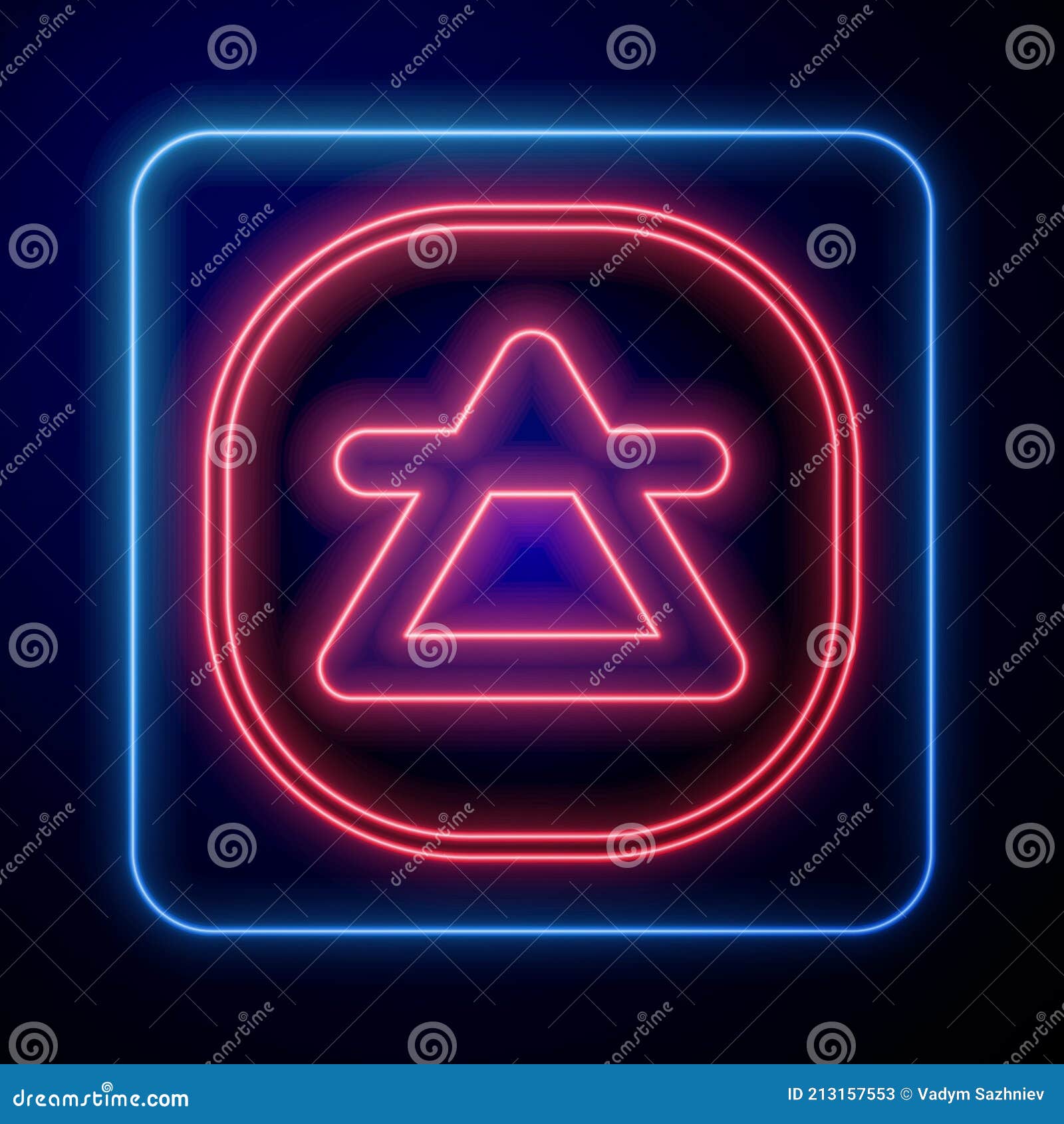 Glowing Neon Air Element of the Symbol Alchemy Icon Isolated on Black ...