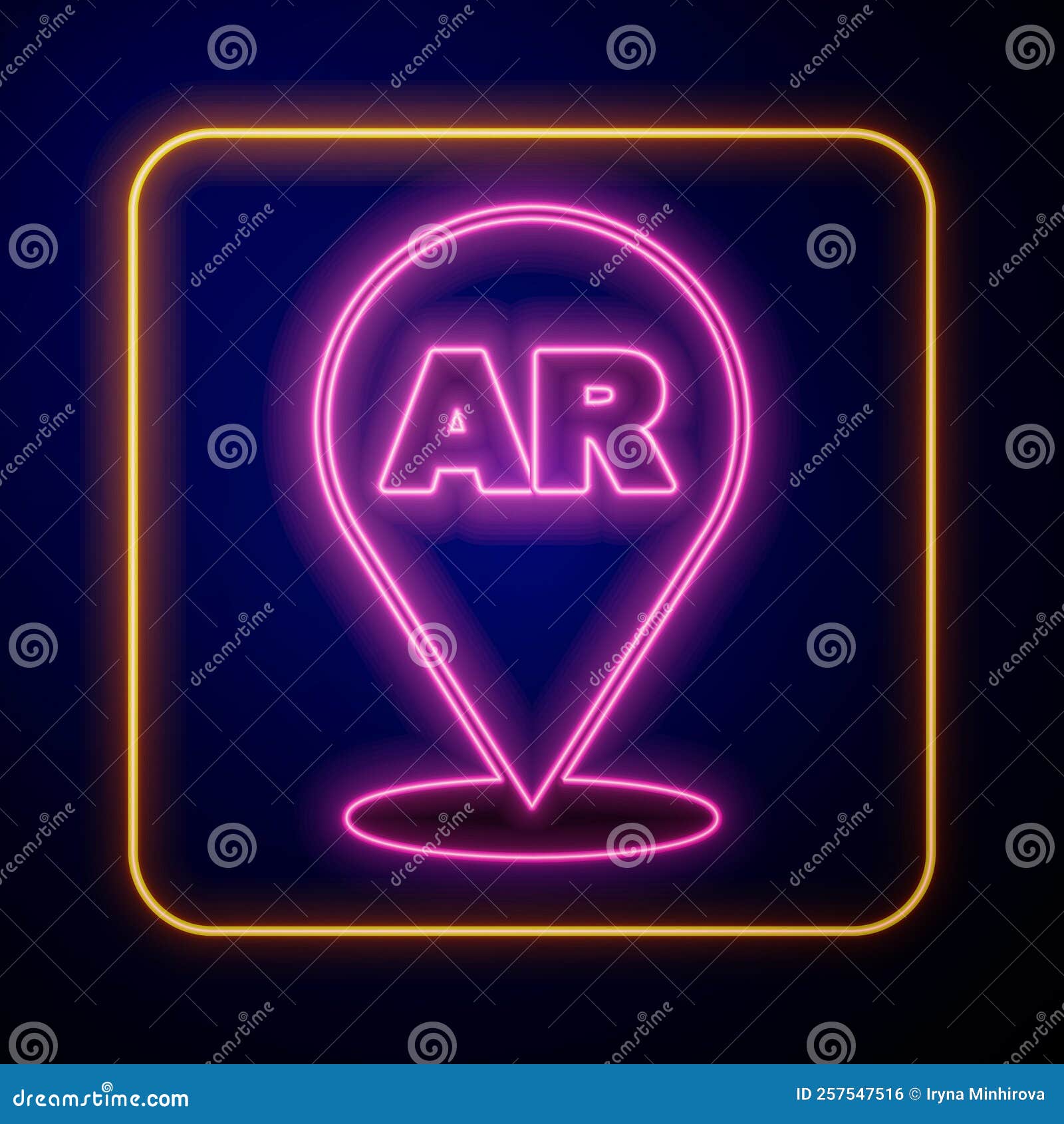 Glowing Neon Augmented Reality AR Icon Isolated on Black Background ...