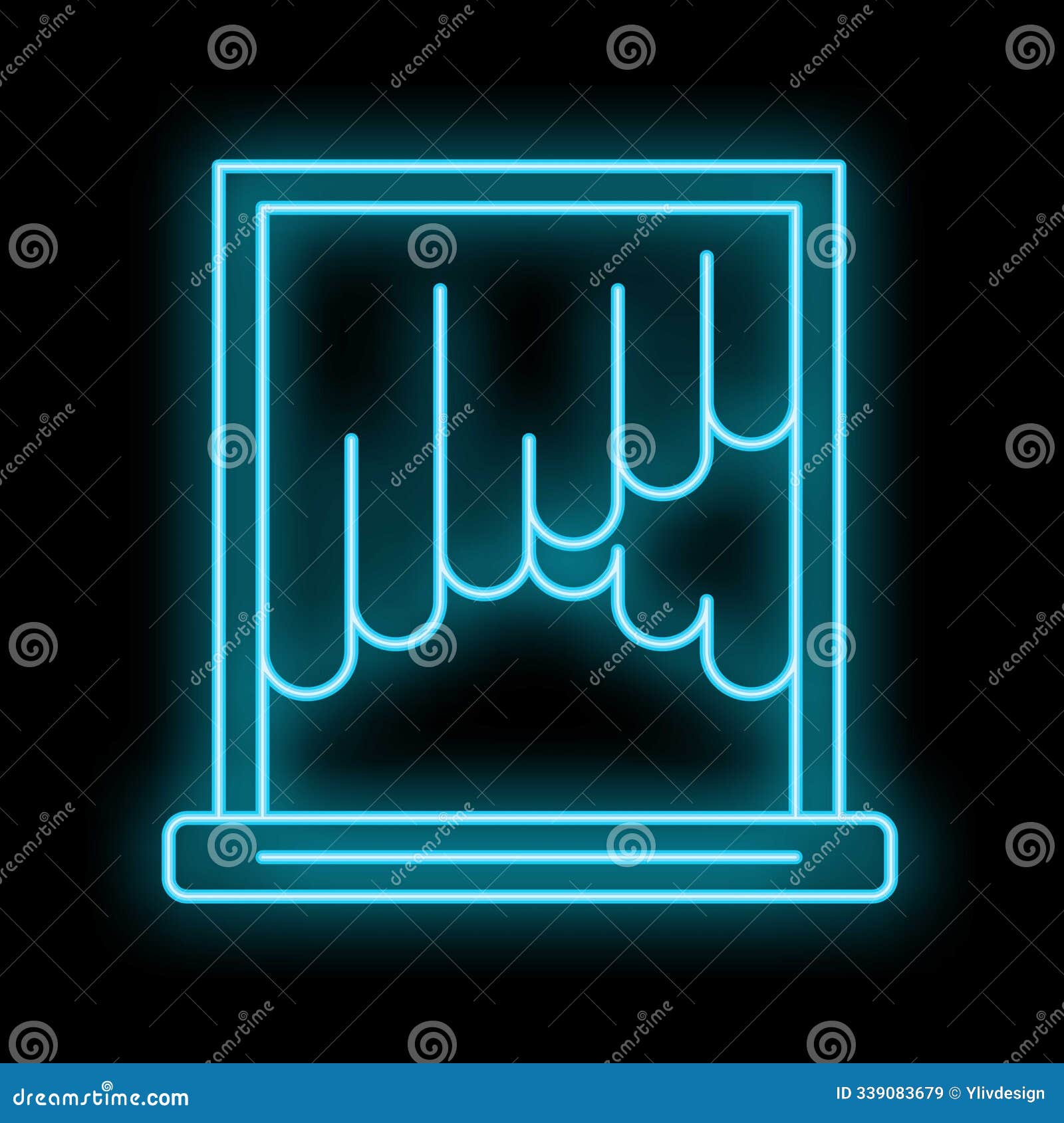 Neon Blue Icon of a Waterfall Chart Displaying Data on Black Background ...