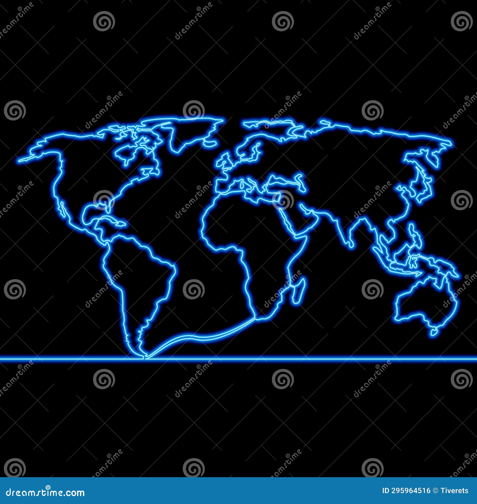 Glowing Neon Blue World Map Icon Neon Glow Concept Stock Vector ...