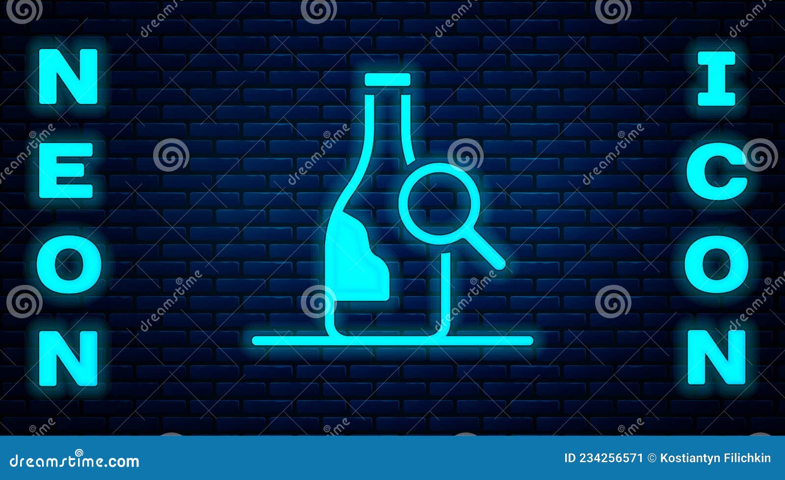 Glowing Neon Bottle of Wine Icon Isolated on Brick Wall Background ...