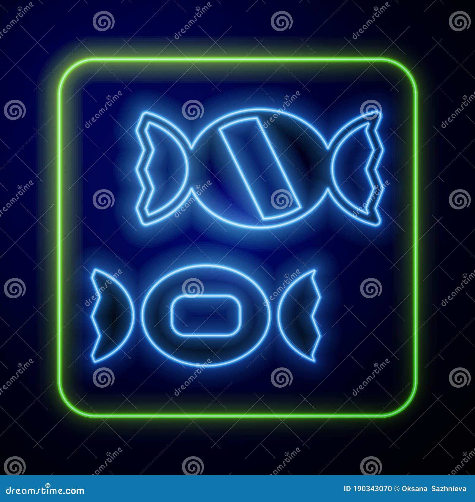 Glowing Neon Candy Icon Isolated on Blue Background. Vector Stock ...