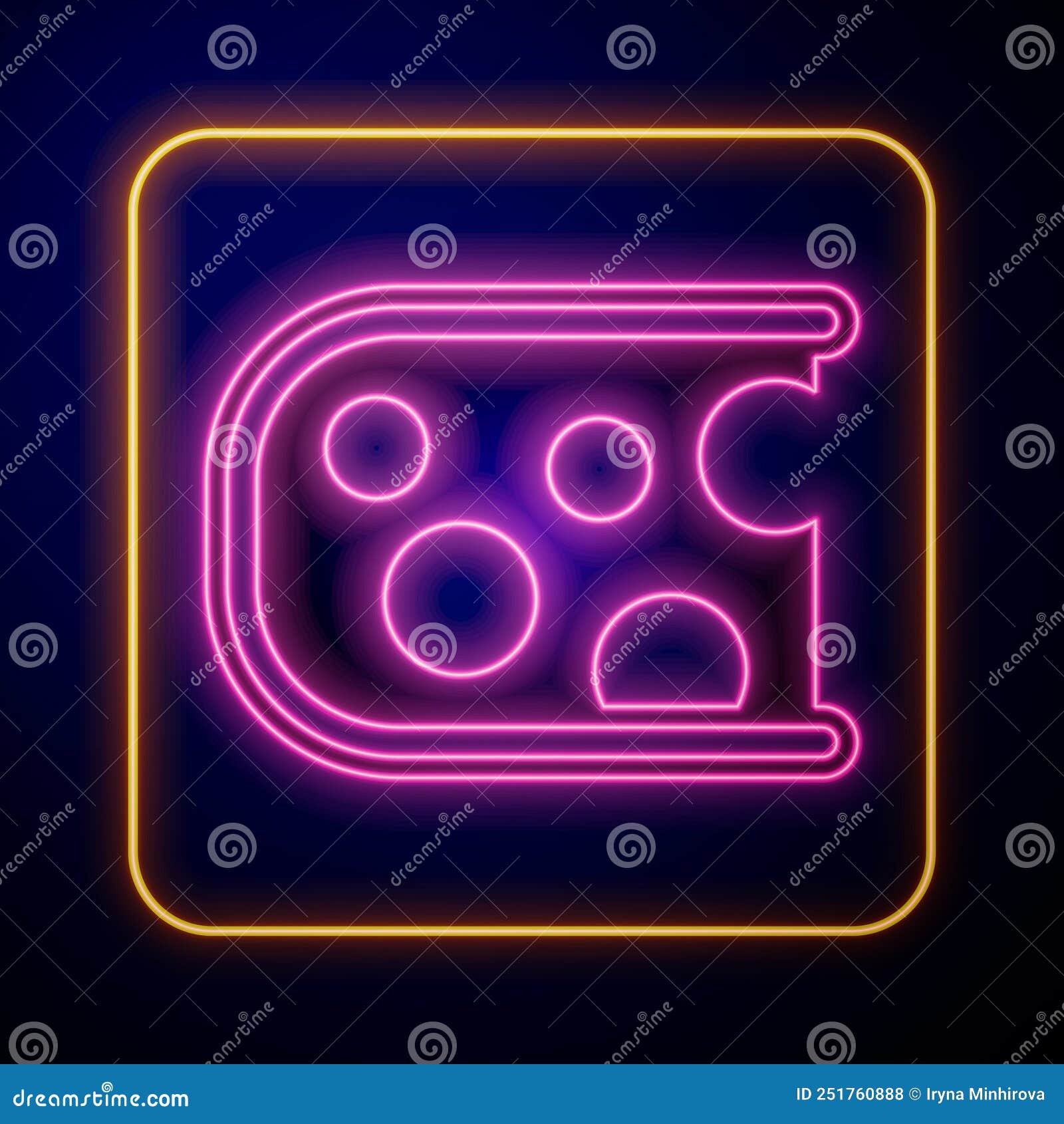 Glowing Neon Cheese Icon Isolated on Black Background. Vector Stock ...