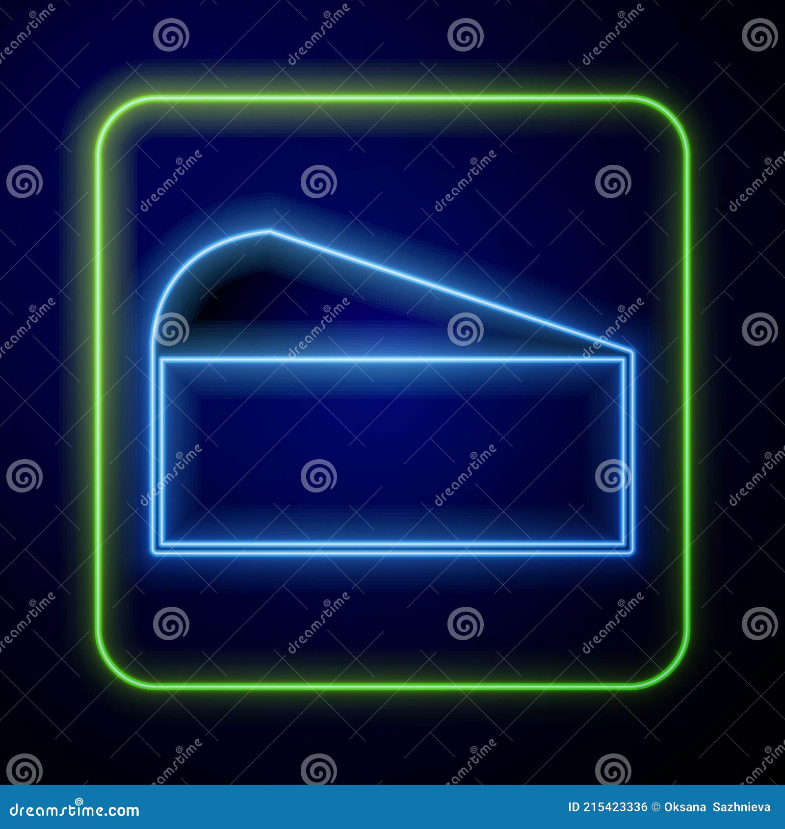 Glowing Neon Cheese Icon Isolated on Blue Background. Vector Stock ...