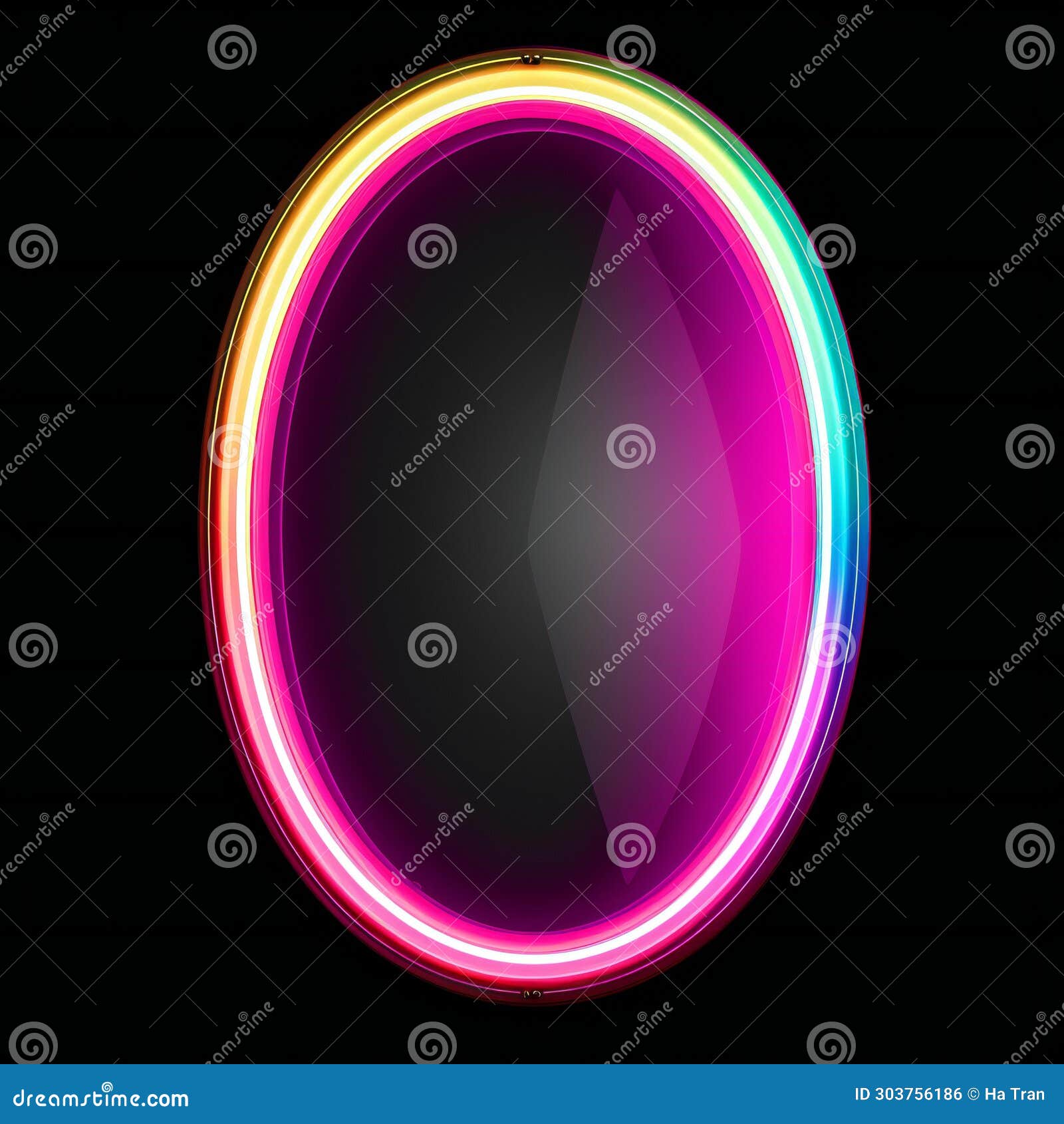 Glowing Neon Circle Frame with Space for Text Stock Illustration ...