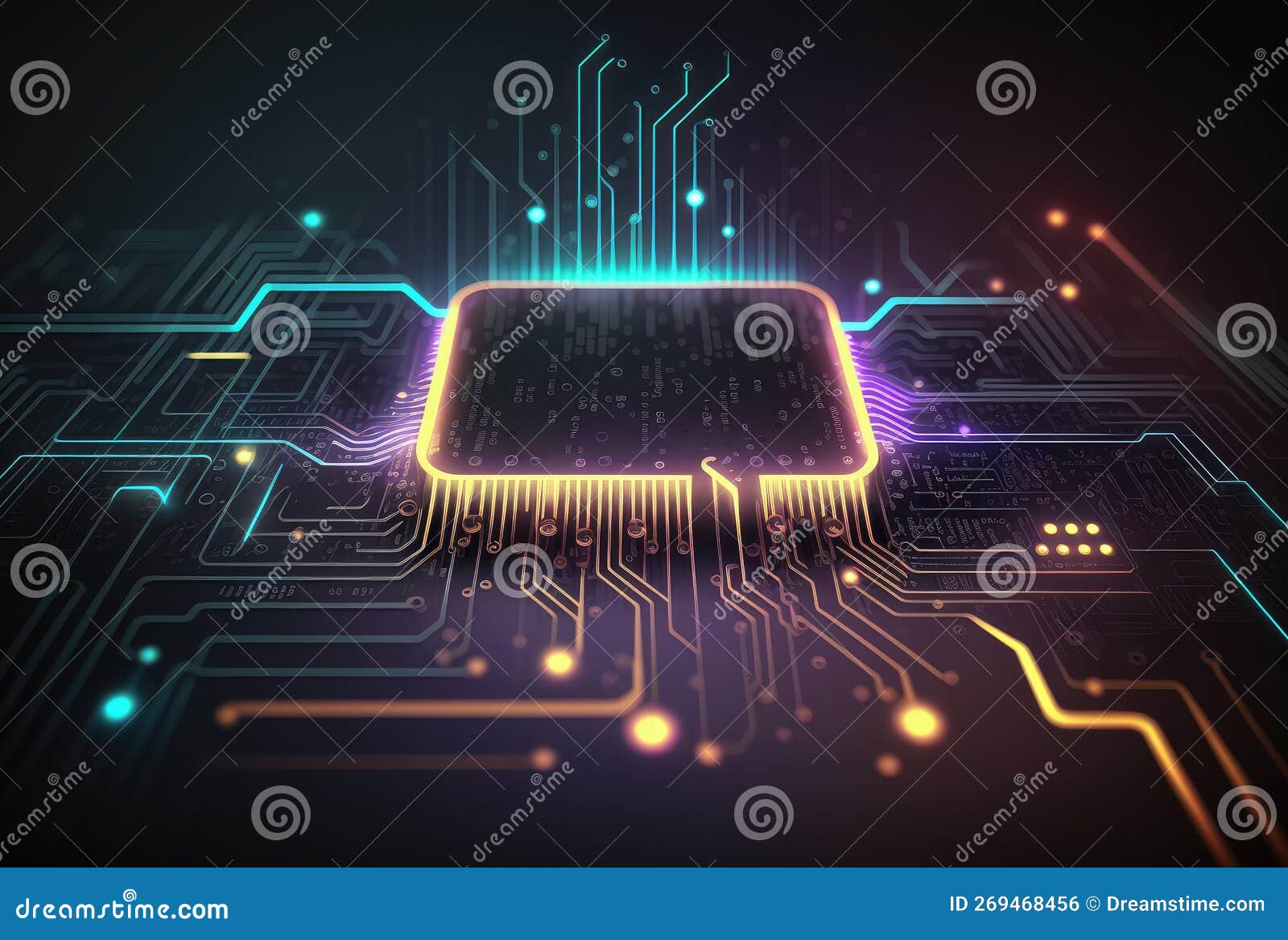 Glowing Neon Circuit Board Chip Tech Background. Generative AI Stock ... Glowing Neon Circuit Board Chip Tech Background. Generative AI Stock ...