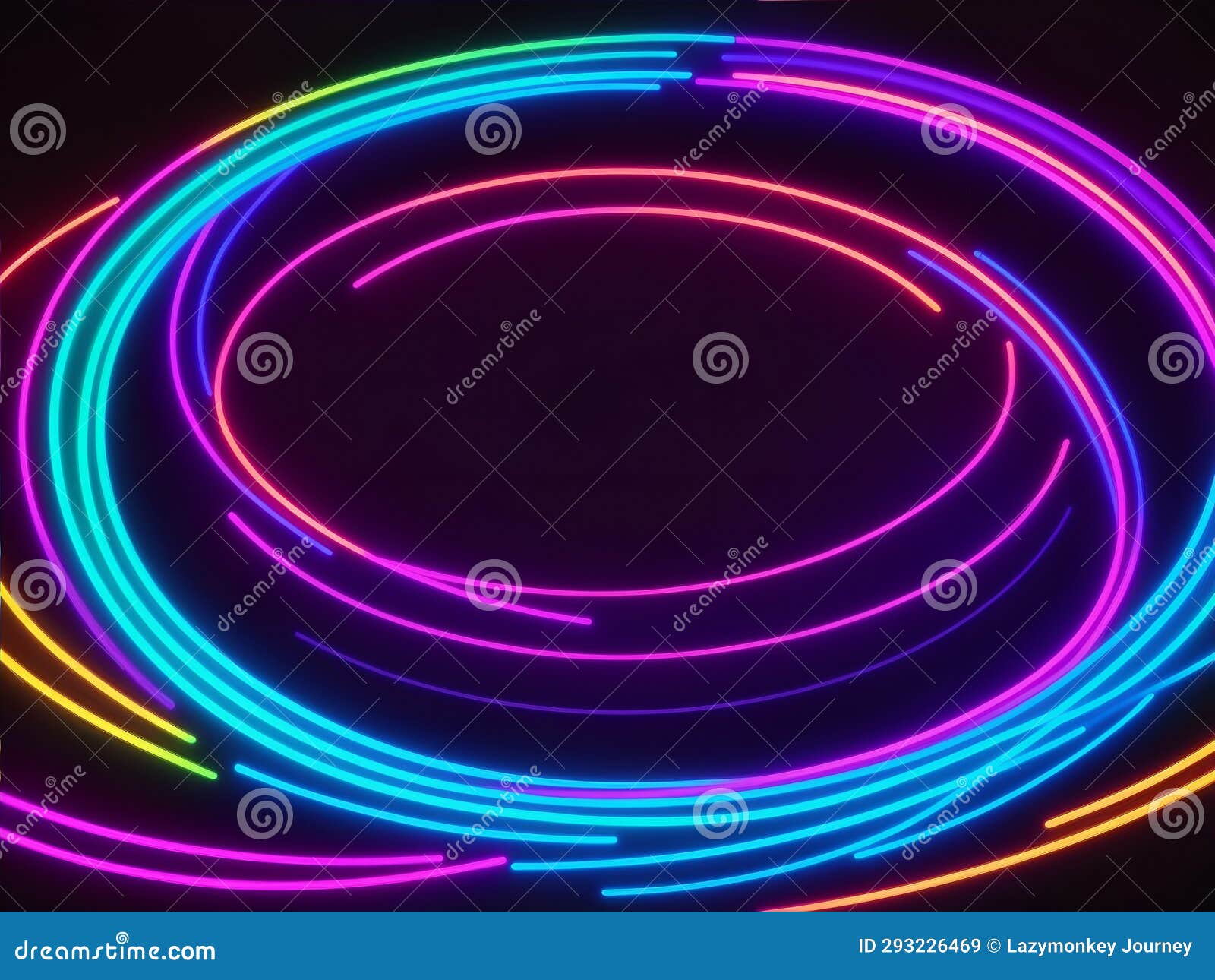 Glowing Neon Color Circles Round Curve Shape Stock Image - Image of ...