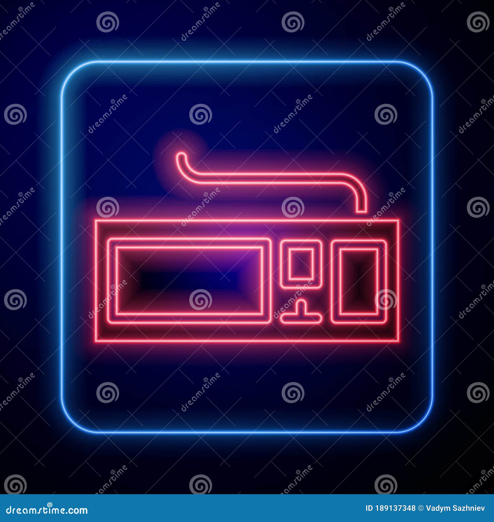 Glowing Neon Computer Keyboard Icon Isolated on Blue Background. PC ...