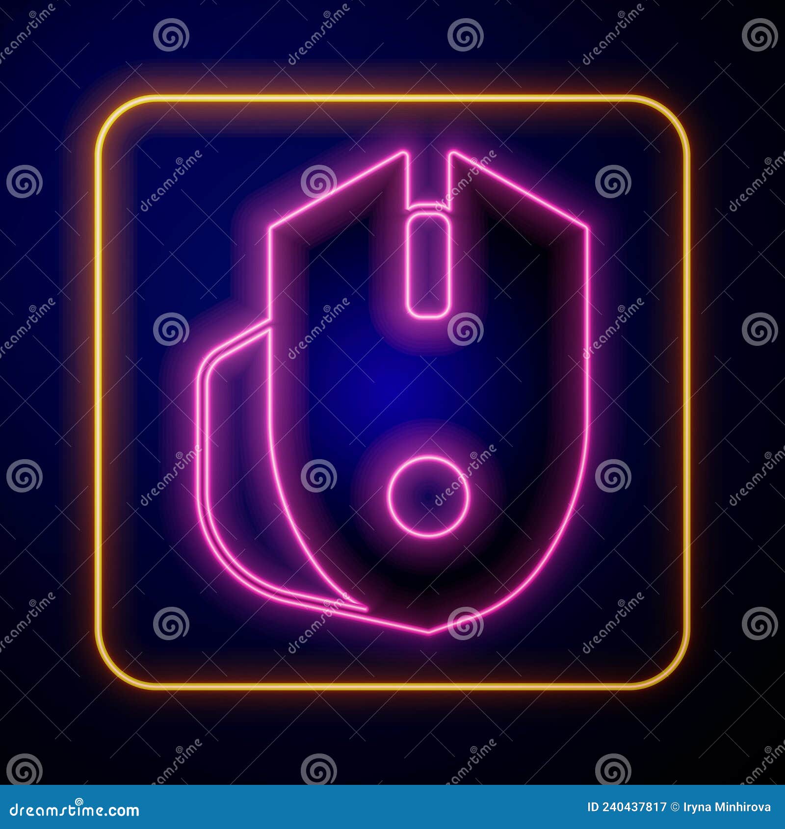 Glowing Neon Computer Mouse Gaming Icon Isolated on Black Background ...
