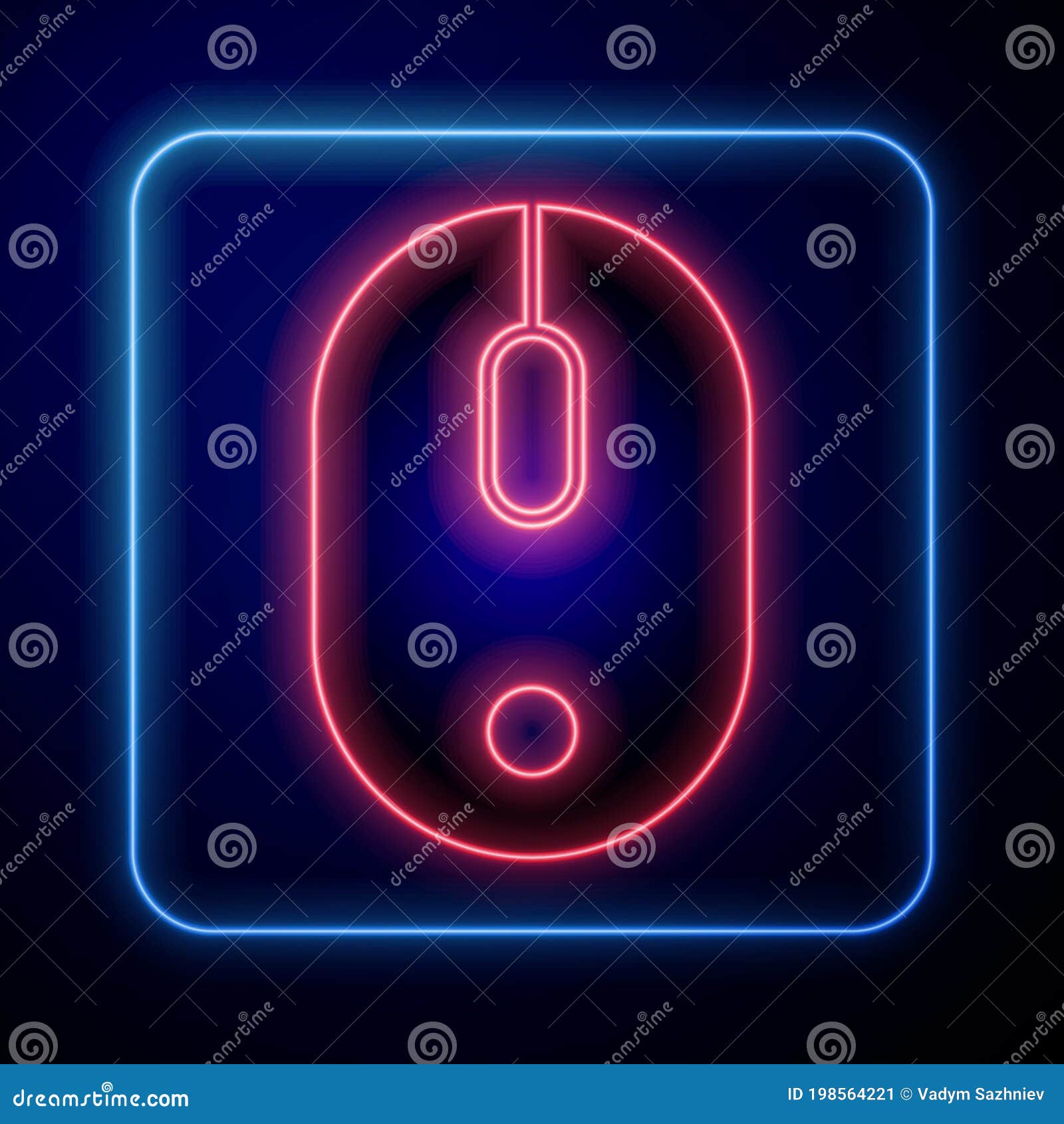 Glowing Neon Computer Mouse Icon Isolated on Blue Background. Optical ...
