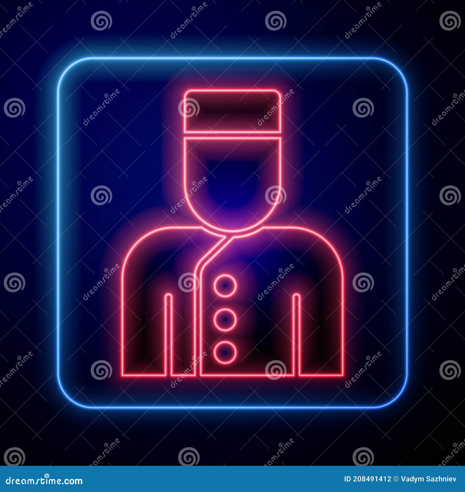 Glowing Neon Concierge Icon Isolated on Blue Background. Vector Stock ...