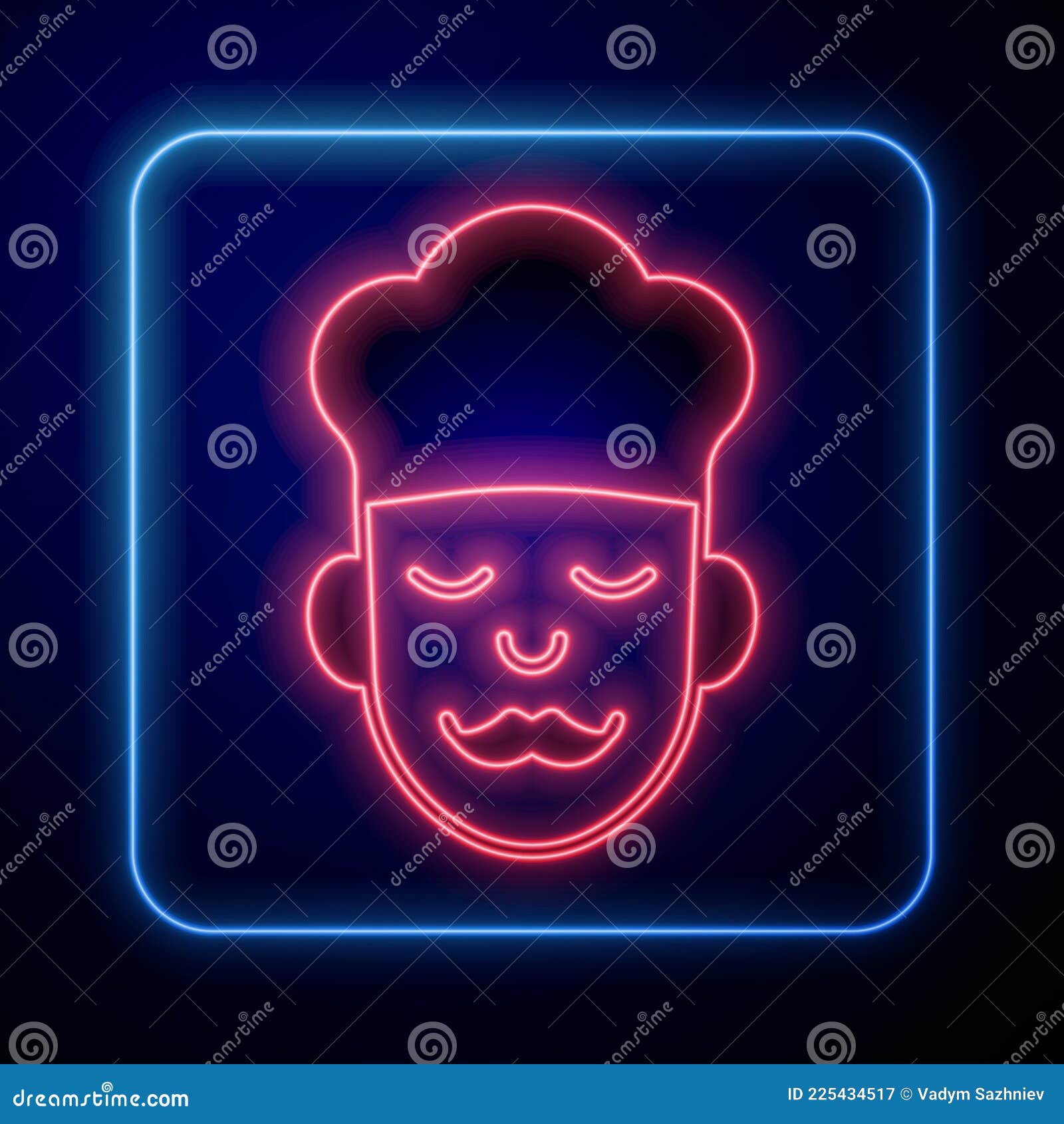 Glowing Neon Cook Icon Isolated on Black Background. Chef Symbol Stock ...
