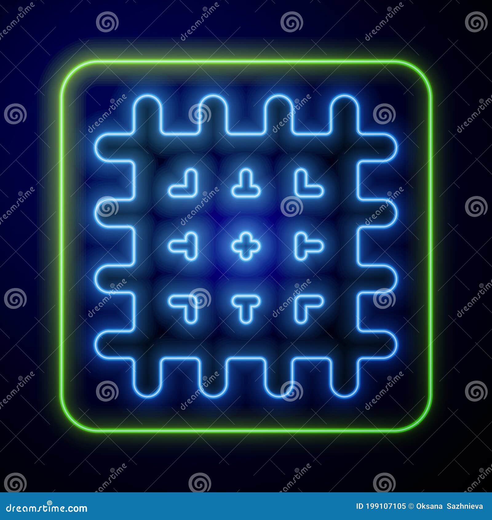 Glowing Neon Cracker Biscuit Icon Isolated on Blue Background. Sweet ...