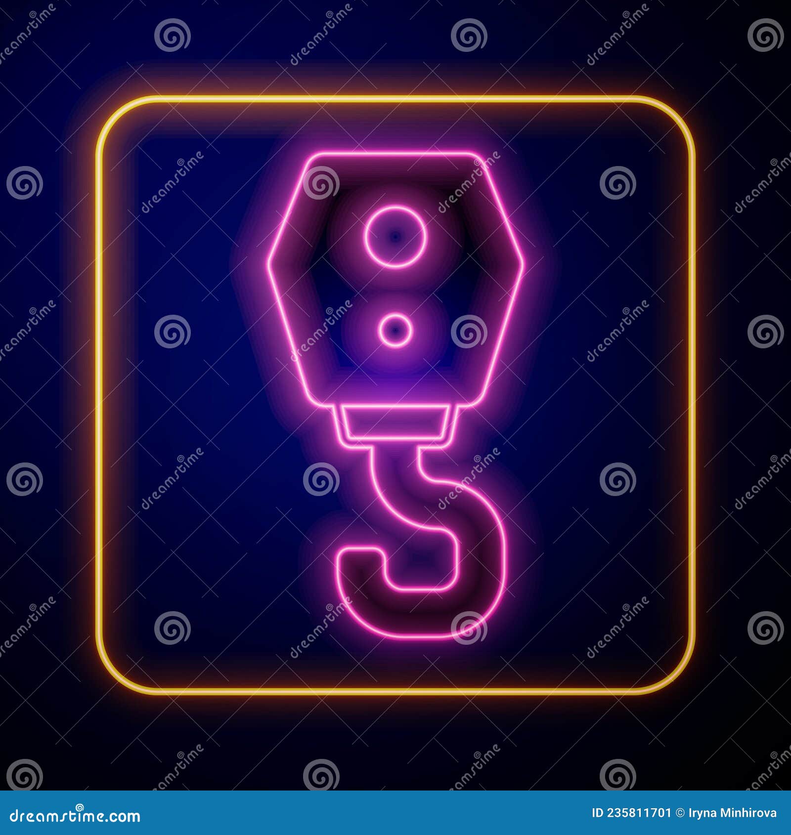 Neon Crane Hook Red Color Vector Illustration Flat Style Image ...