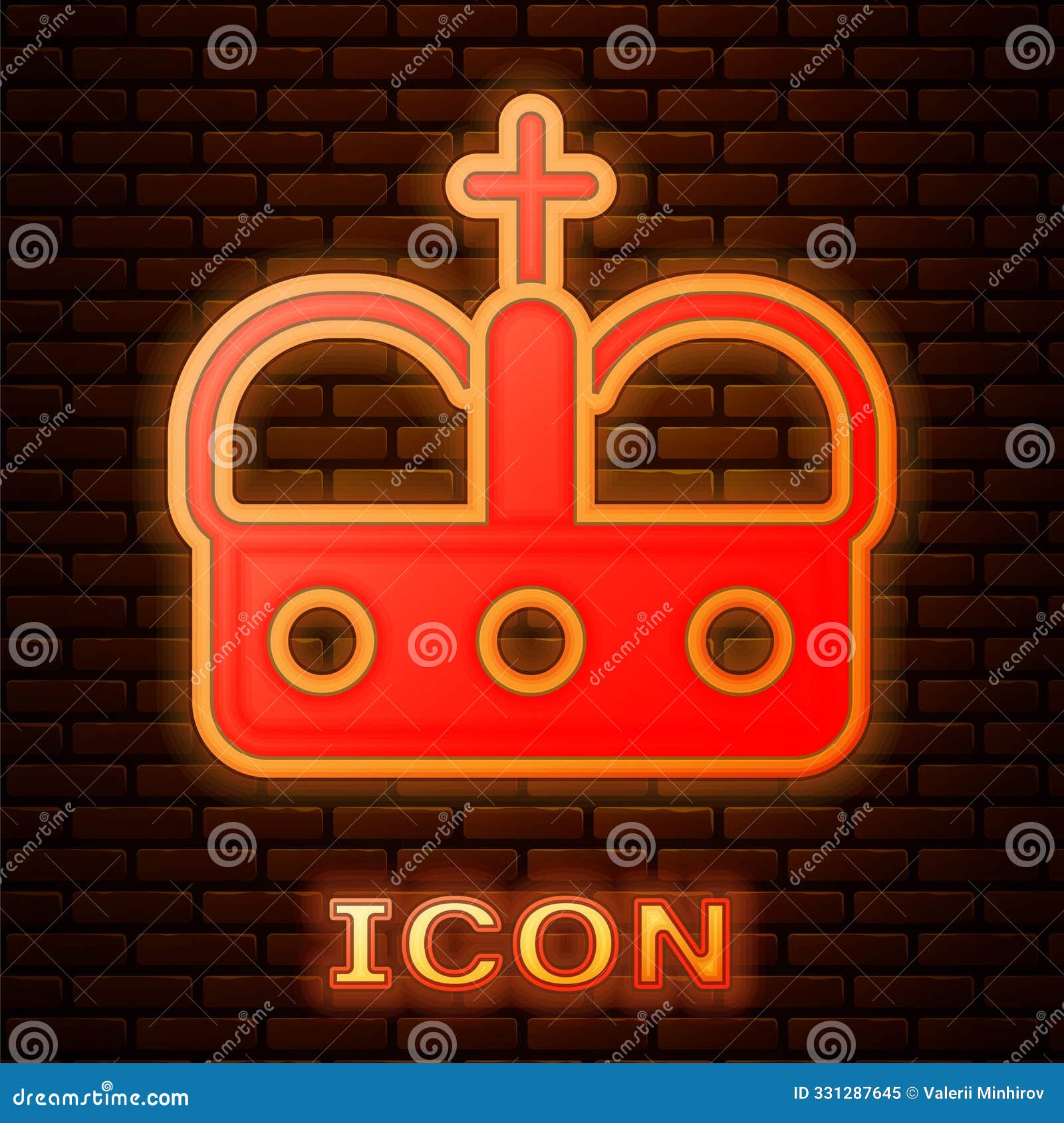 Neon Emperor Of China Black Red Color Vector Illustration Image Flat ...