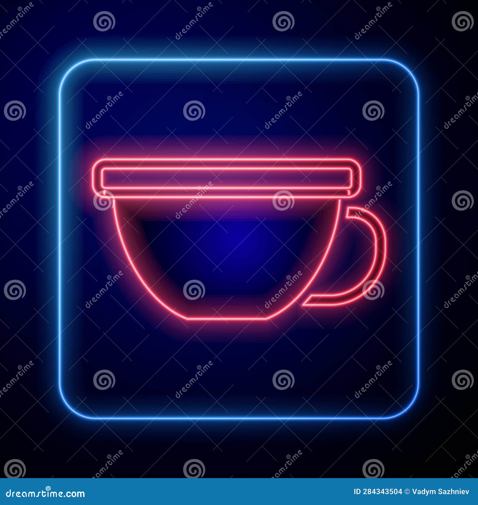 Glowing Neon Cup of Tea Icon Isolated on Black Background. Vector Stock ...