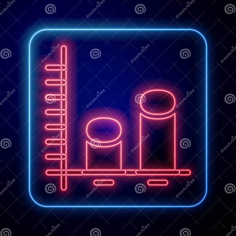 Glowing Neon Data Analysis Icon Isolated on Blue Background. Vector ...