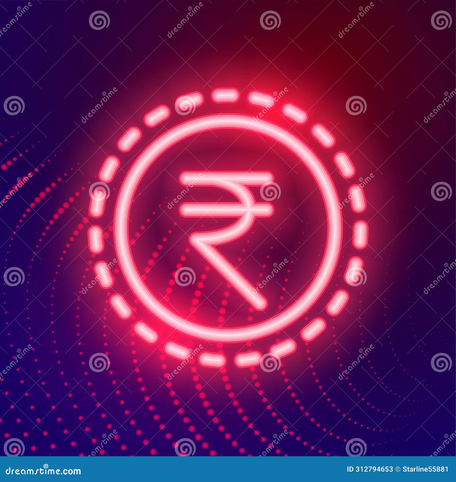 Glowing Neon Digital Indian Rupee Symbol Background Stock Vector ...