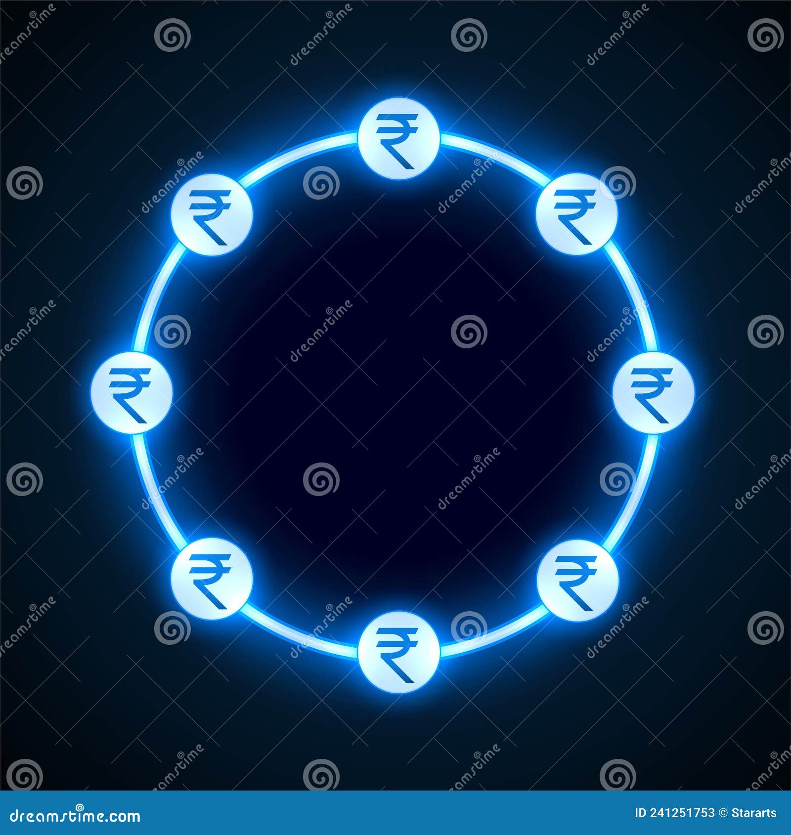 Glowing Neon Digital Rupee Money Concept Frame Stock Vector ...