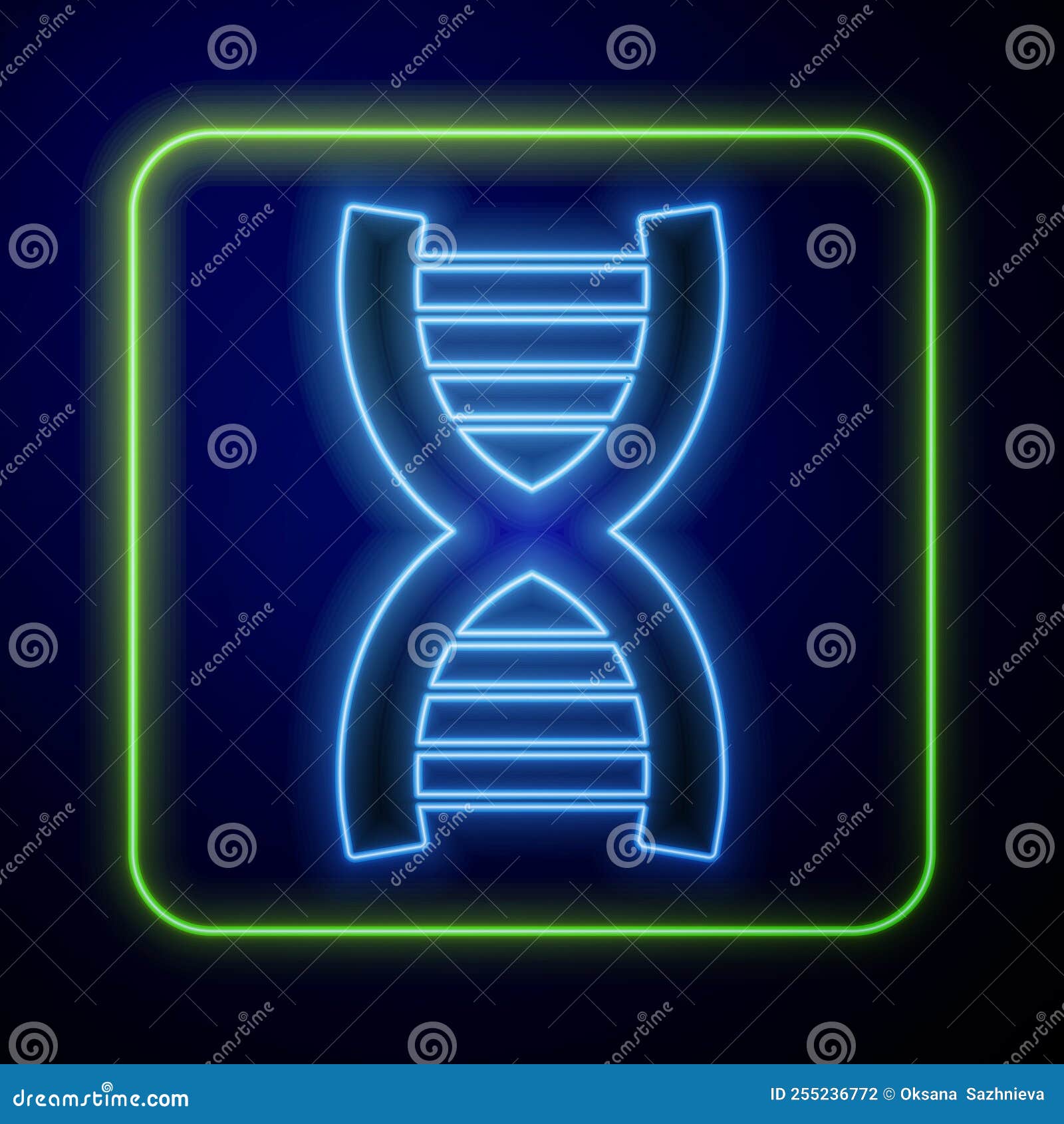 Glowing Neon DNA Symbol Icon Isolated on Blue Background. Vector Stock ...