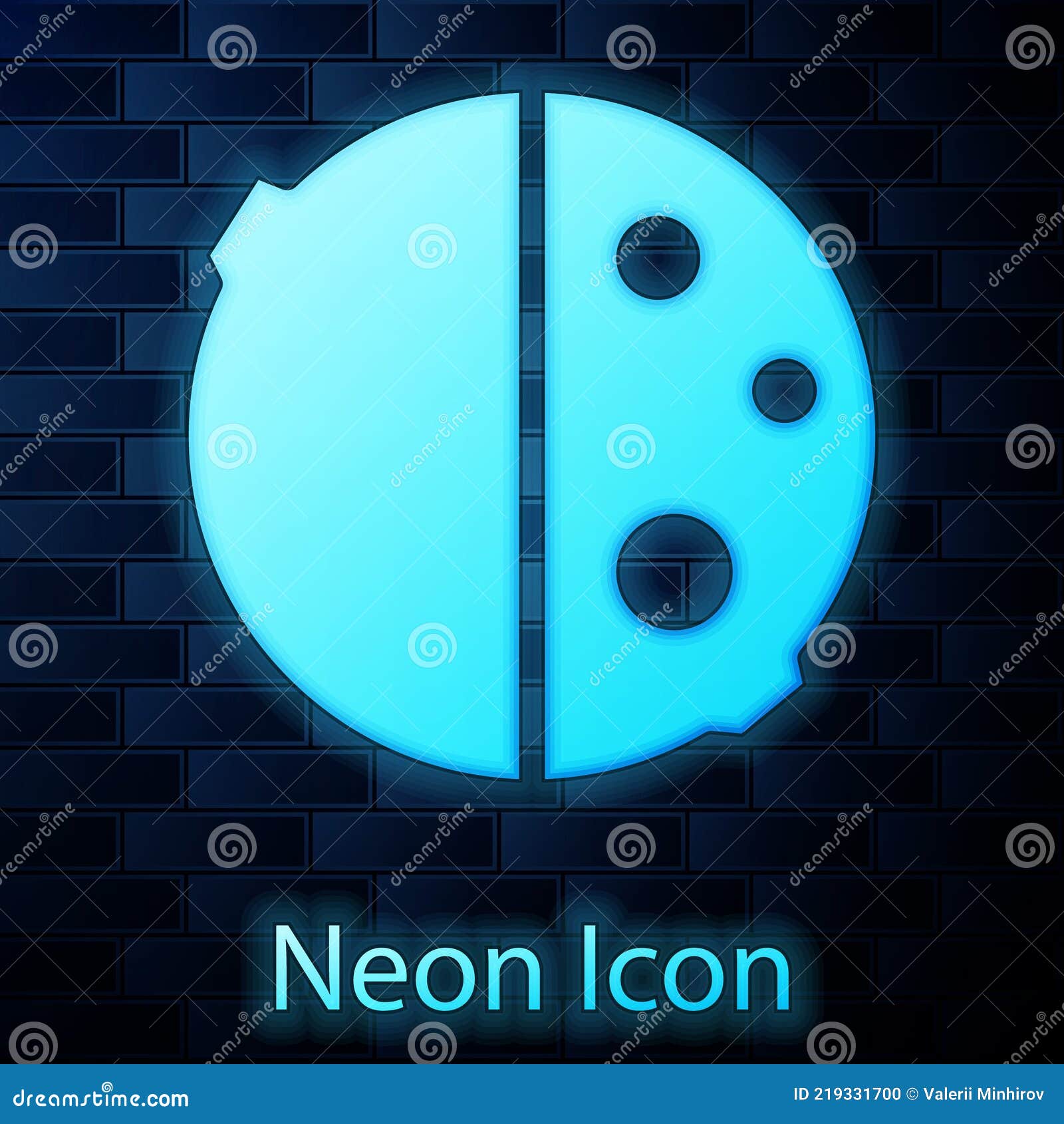 Glowing Neon Eclipse of the Sun Icon Isolated on Brick Wall Background ...