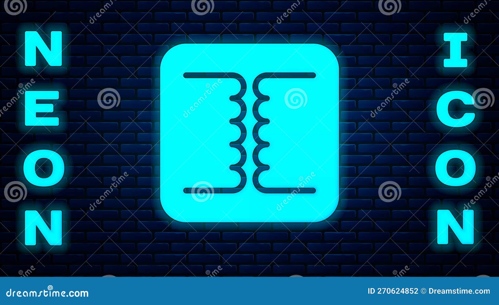 Glowing Neon Electrical Transformer Icon Isolated on Brick Wall ...