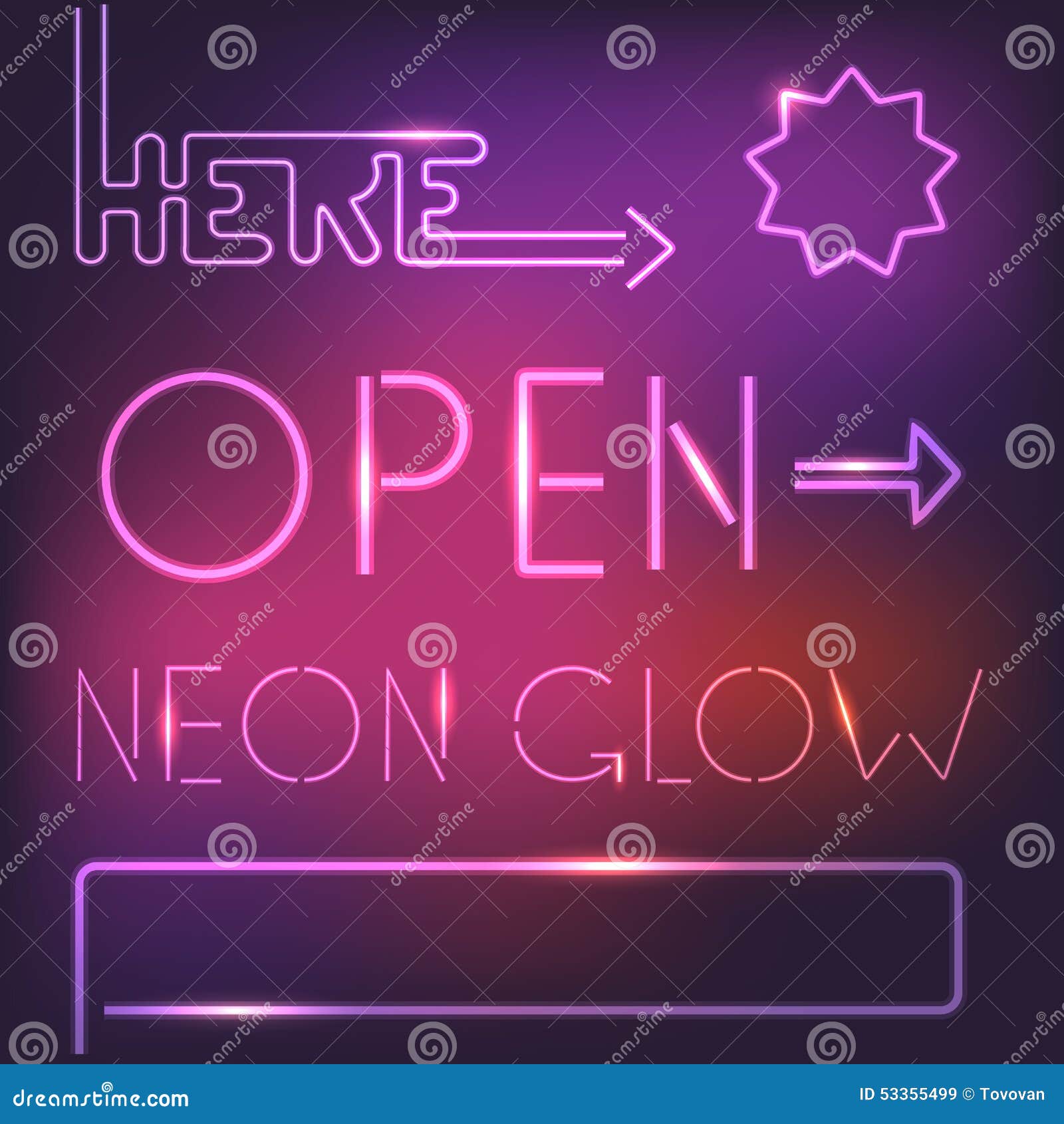 Glowing neon elements stock vector. Illustration of illumination - 53355499