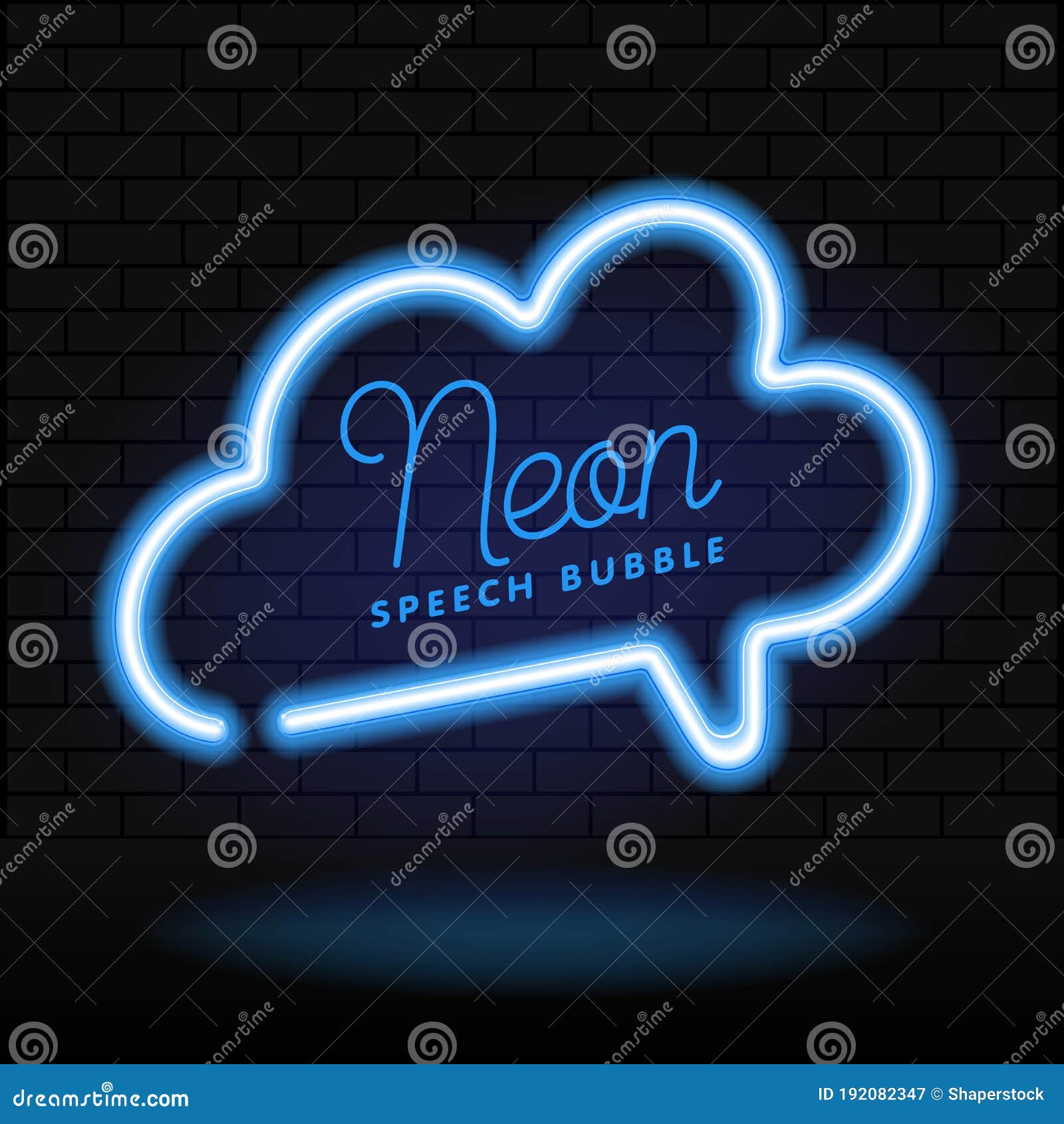 Glowing Neon Empty Speech Bubble Frame Cloud Blank Speech Bubble In