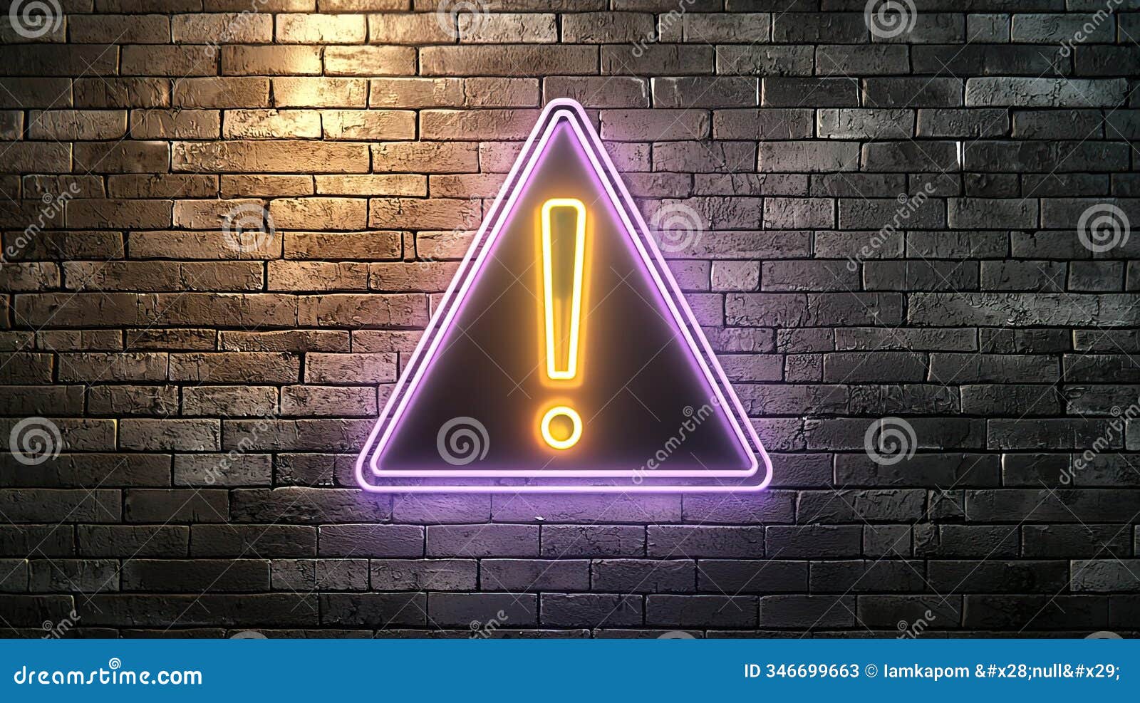 Neon Exclamation Mark Sign On Brick Wall Royalty-Free Stock Photography ...