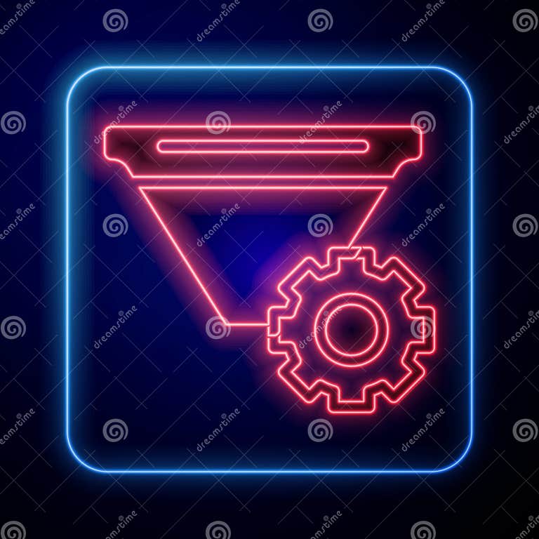Glowing Neon Filter Setting Icon Isolated on Blue Background. Vector ...