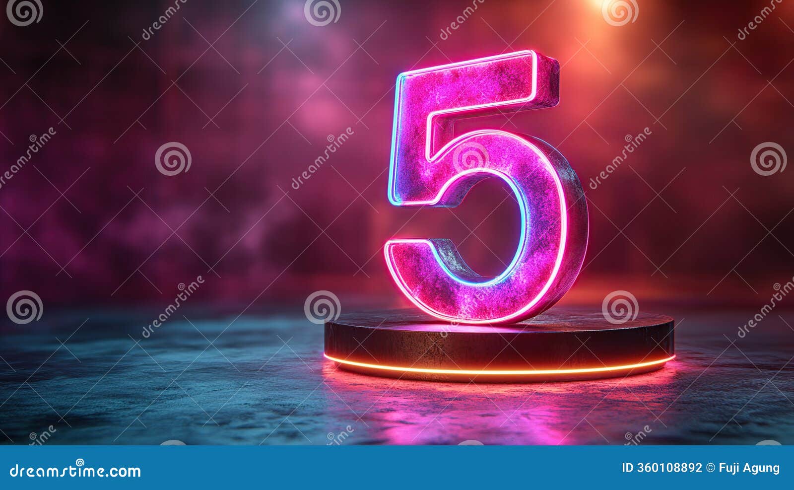 Neon Five Stars. Golden Illuminated Star Neons Lamps On Brick Wall ...