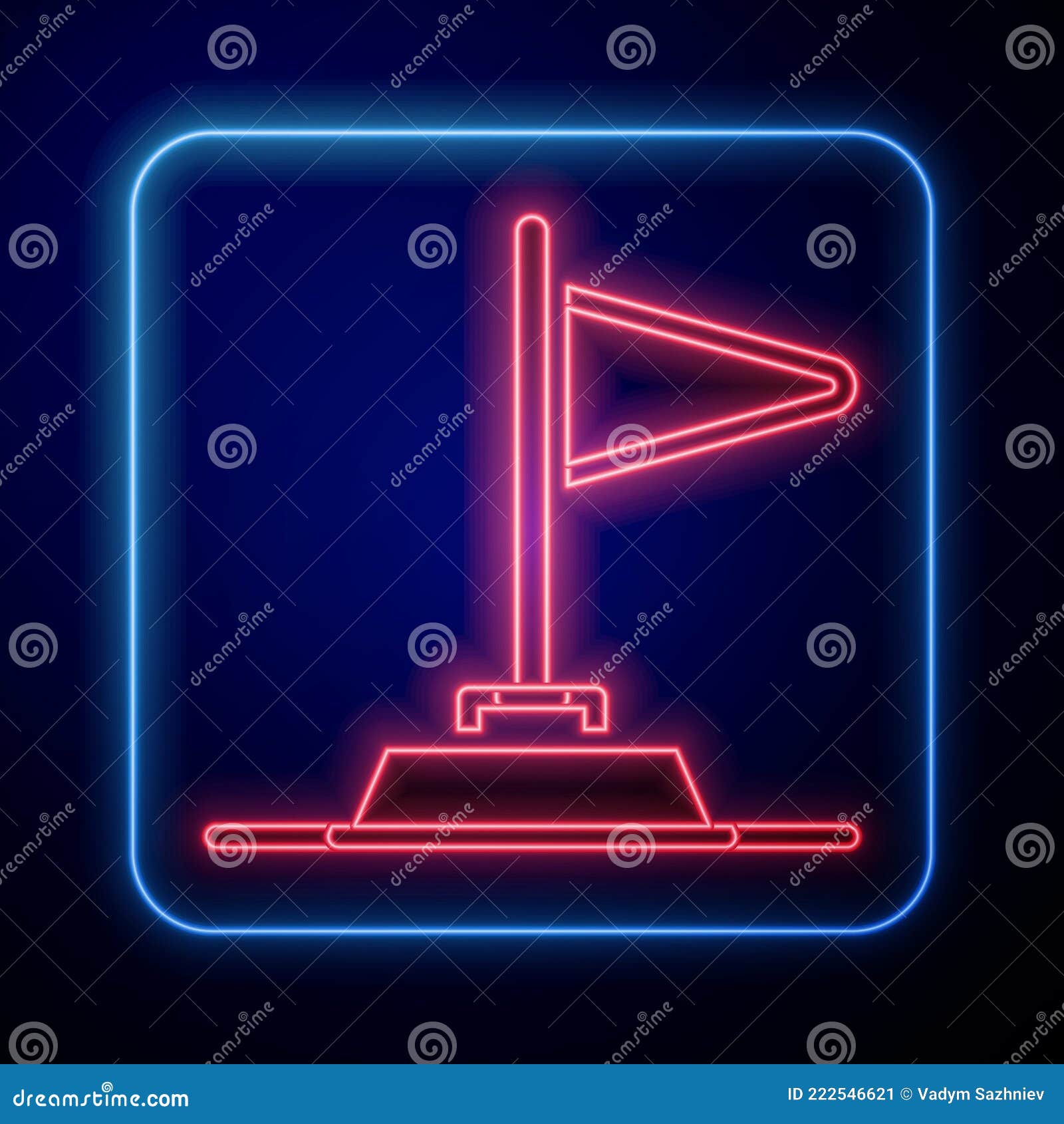 Glowing Neon Flag Icon Isolated on Black Background. Victory, Winning ...