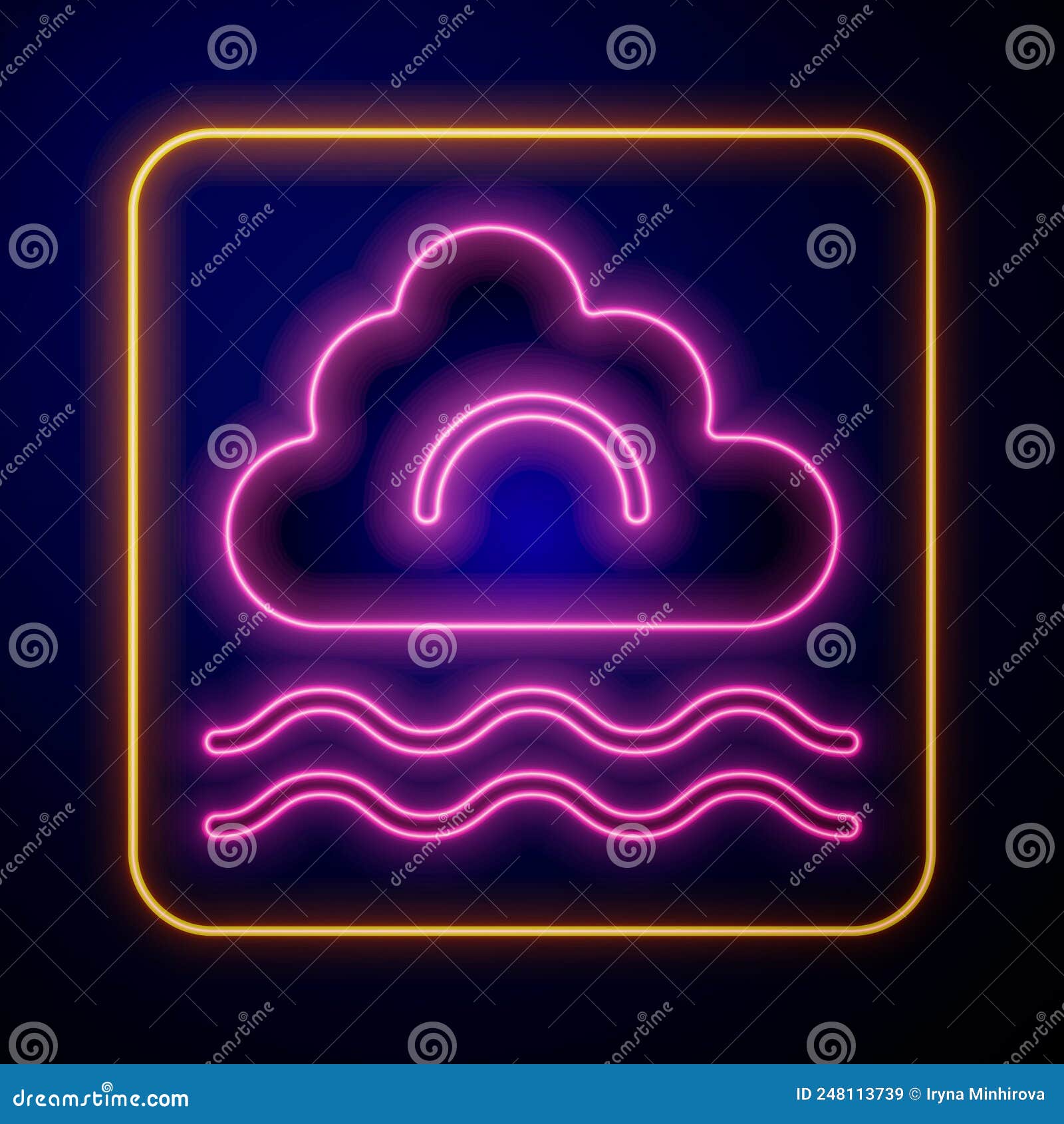 Glowing Neon Fog and Cloud Icon Isolated on Black Background. Vector ...