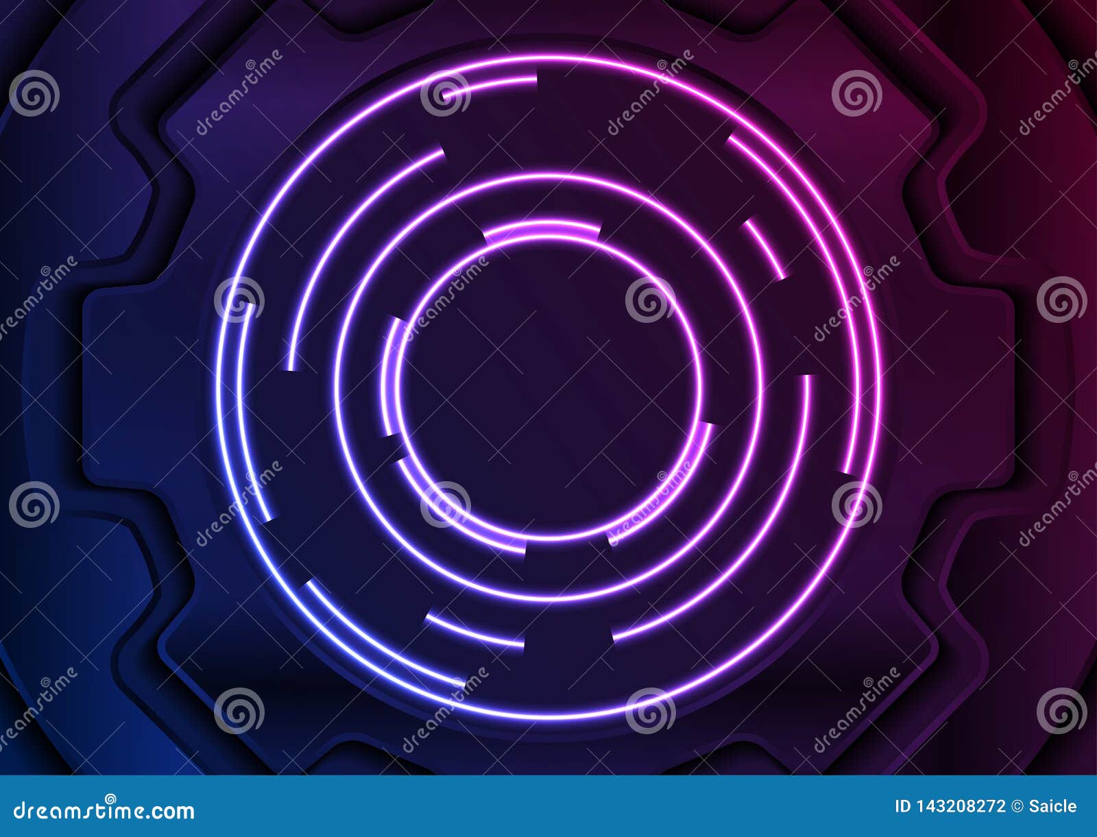 Glowing Neon Gear Abstract Technology Background Stock Vector ...