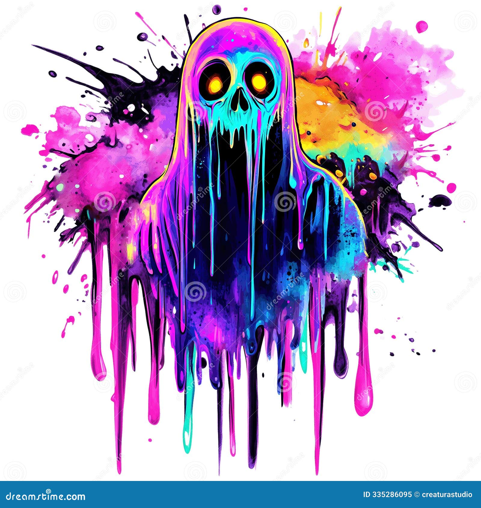 A Glowing Neon Ghost with Dripping Slime Stock Image - Illustration of ...