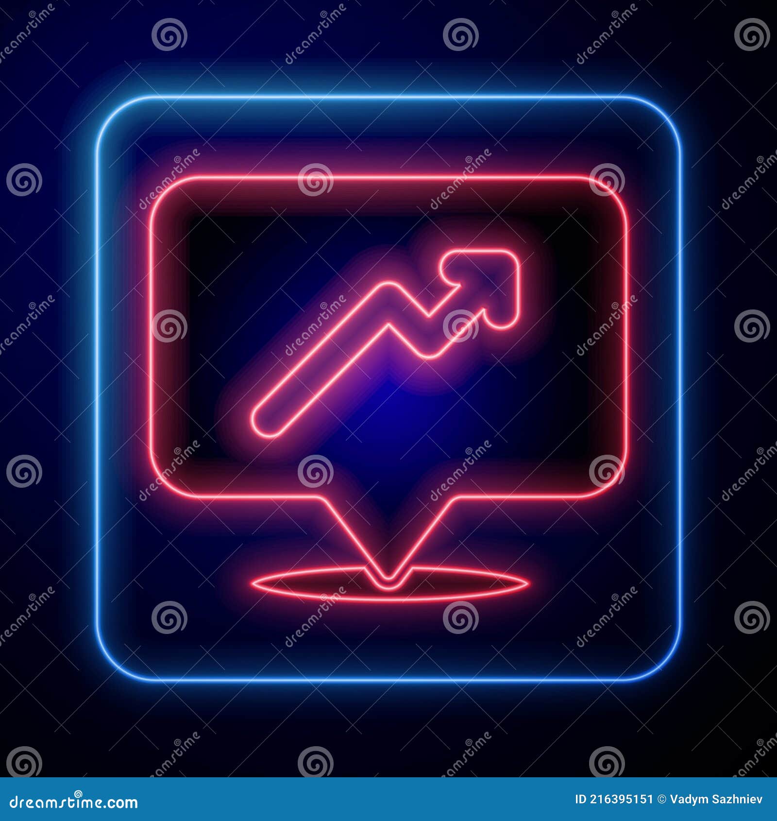 Neon Graph Signs Vector Isolated On Brick Wall. Diagram, Upstair ...