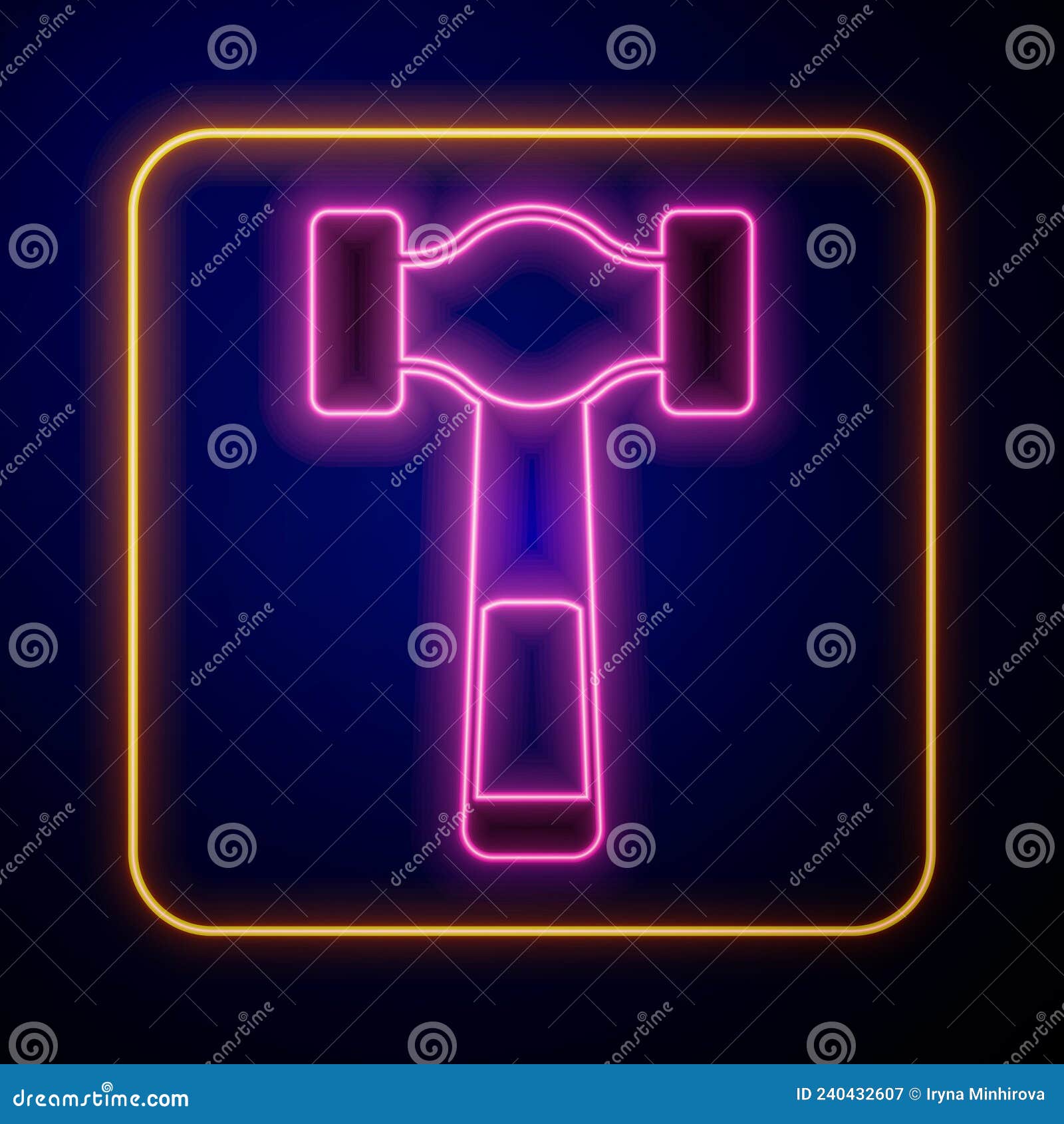 Glowing Neon Hammer Icon Isolated on Black Background. Tool for Repair ...