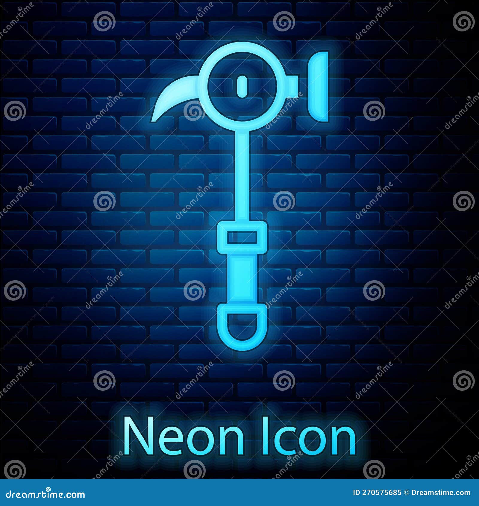 Glowing Neon Hammer Icon Isolated on Brick Wall Background. Tool for ...